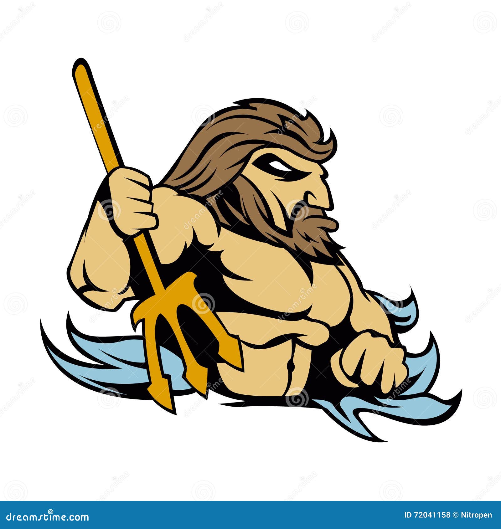 Neptunus Poseidon Retro Trident Vector Illustratie - Illustration of ...