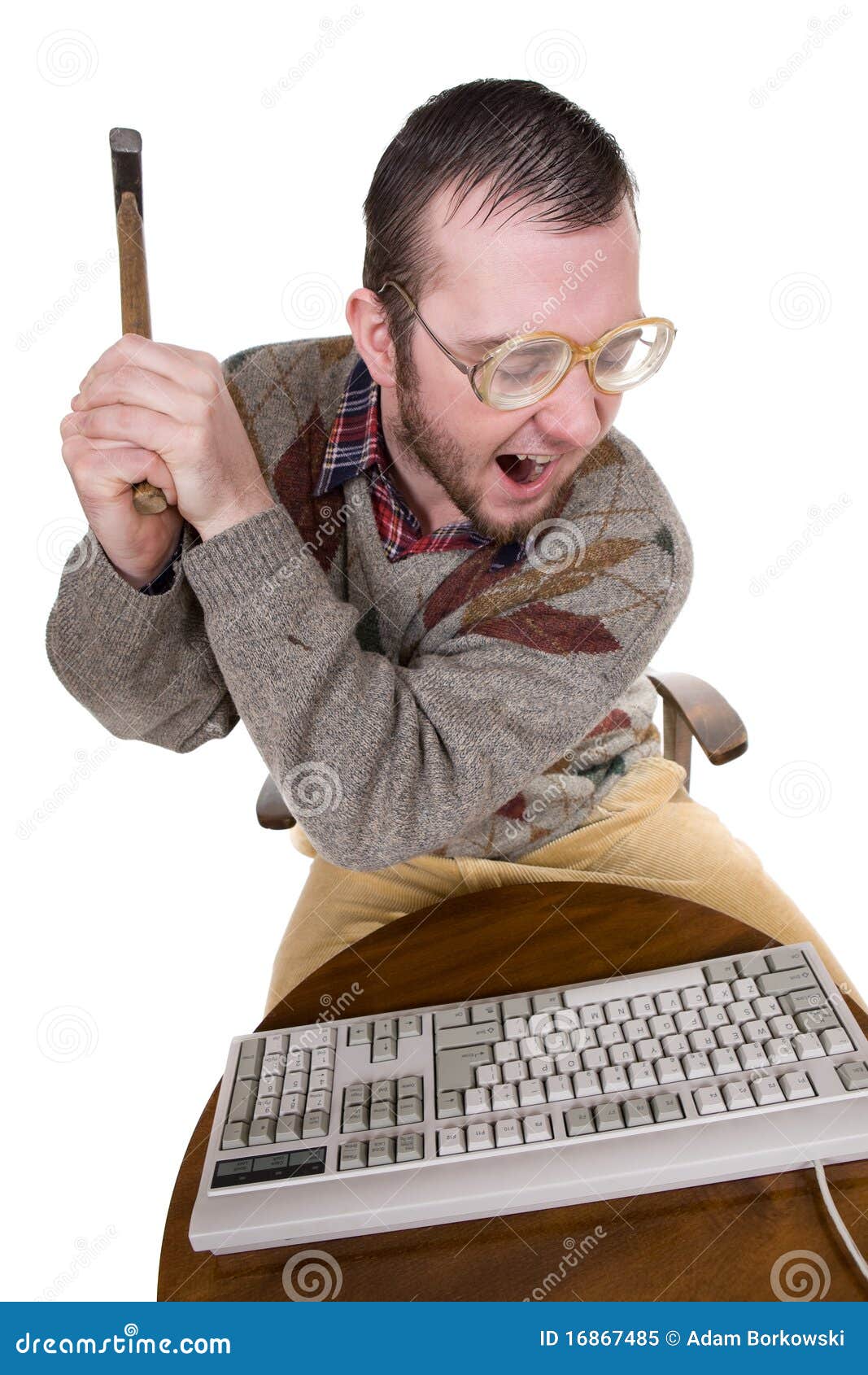 Nerd stock image. Image of emotion, keyboard, look, expression - 16867485