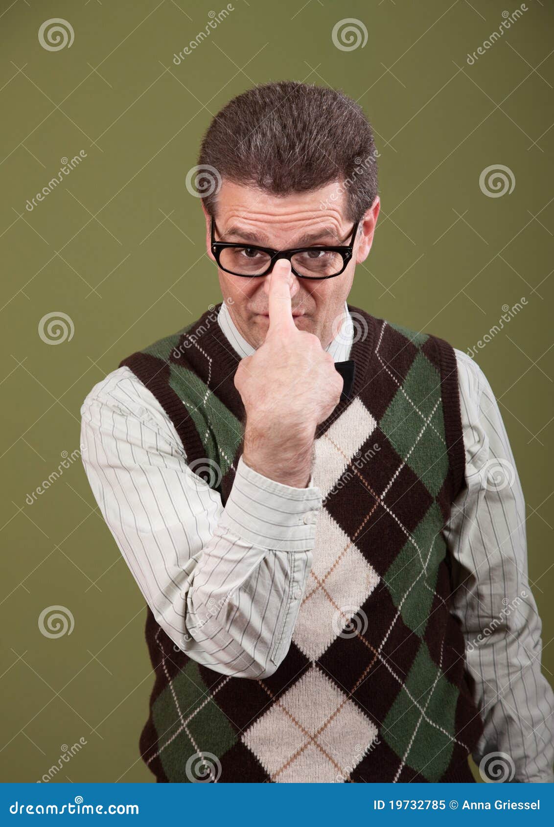 Nerd Adjusting Eyeglasses Stock Image Image Of Caucasian 19732785