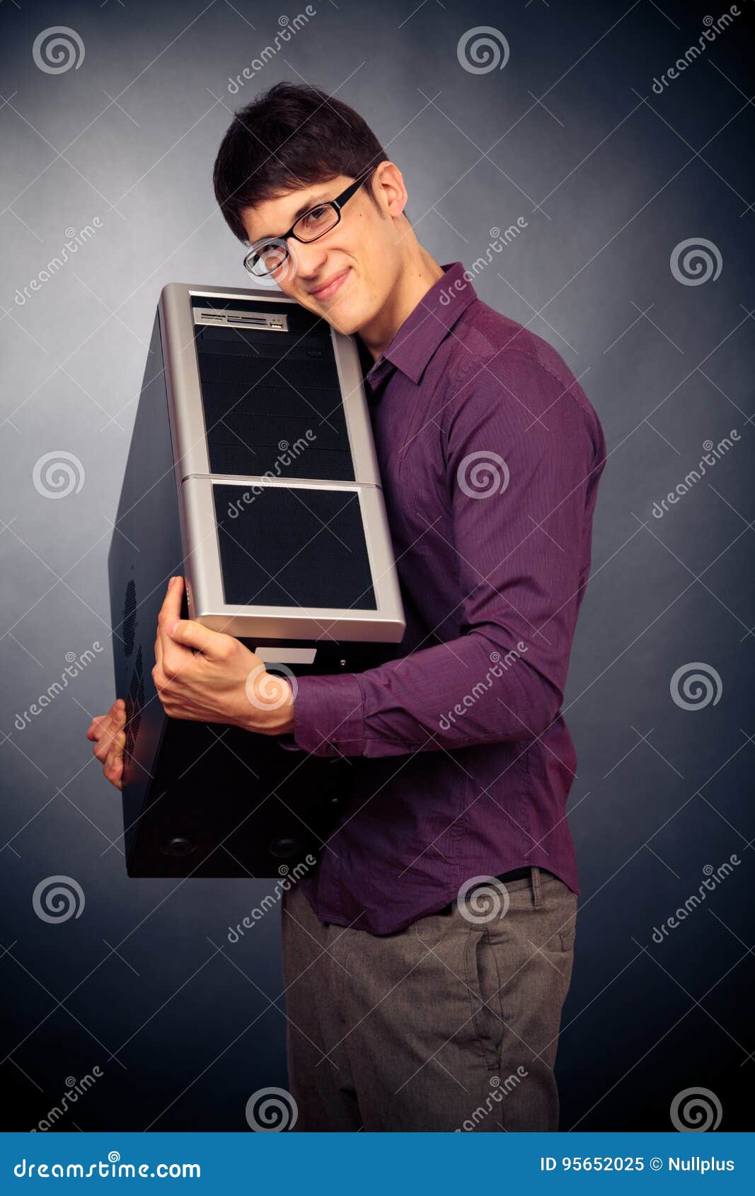 Nerd Being in Love stock image. Image of cheesy, computer - 95652025