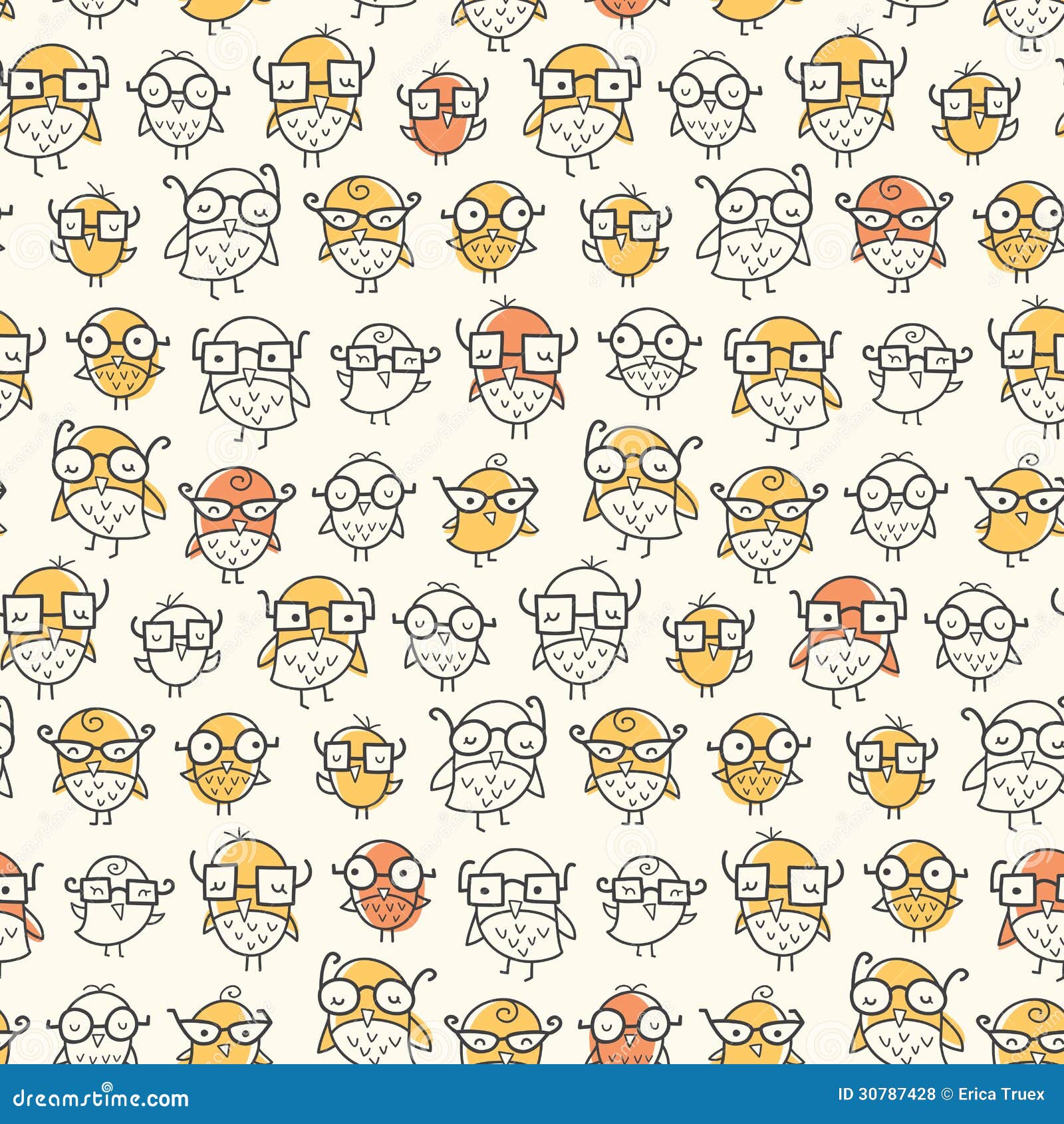 Nerd Bird Pattern stock vector. Illustration of wallpaper - 30787428