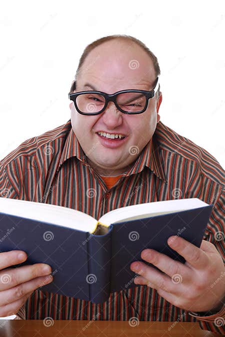 Nerd with book stock photo. Image of cheerful, informs - 17289186