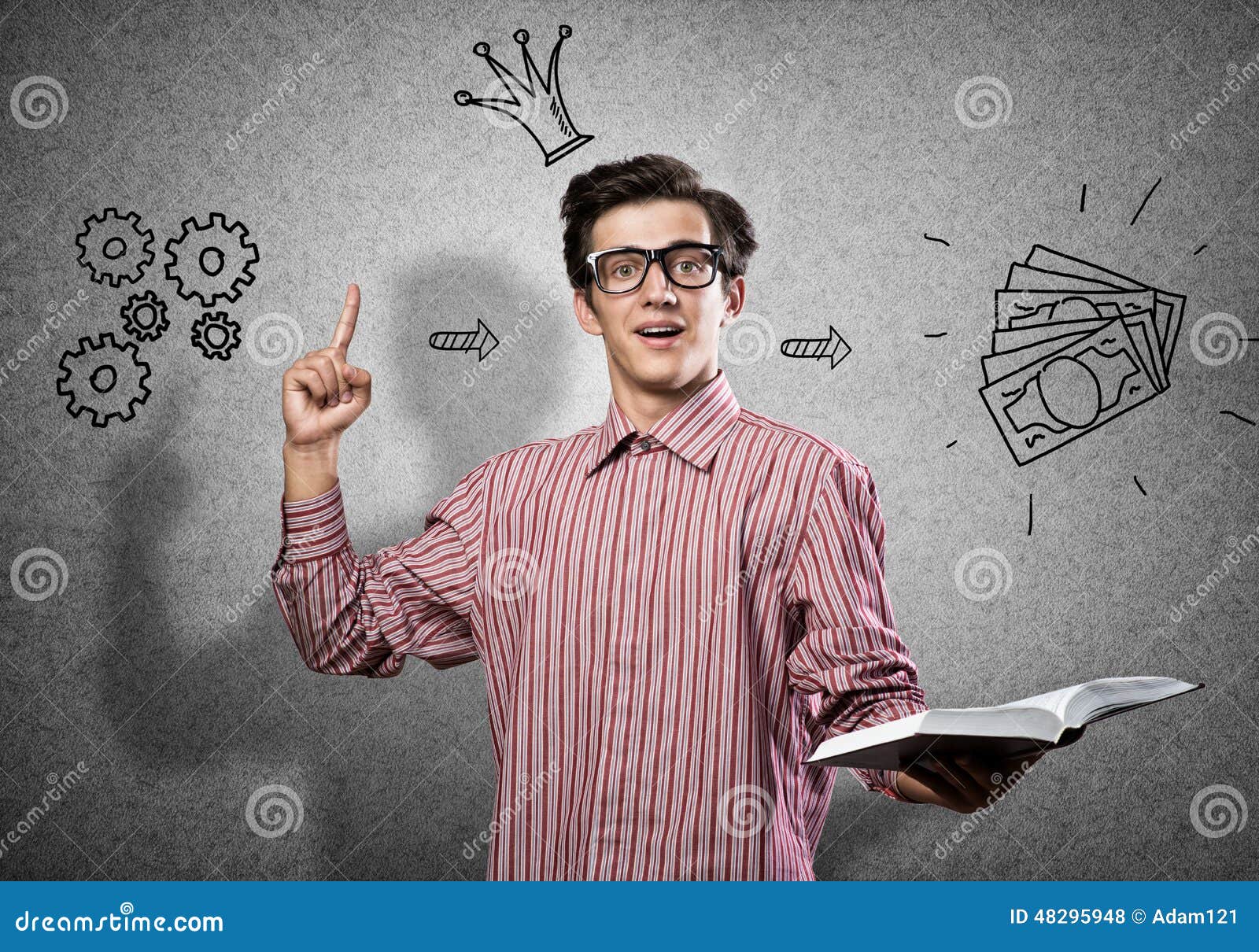 Nerd with book stock photo. Image of read, humor, person - 48295948