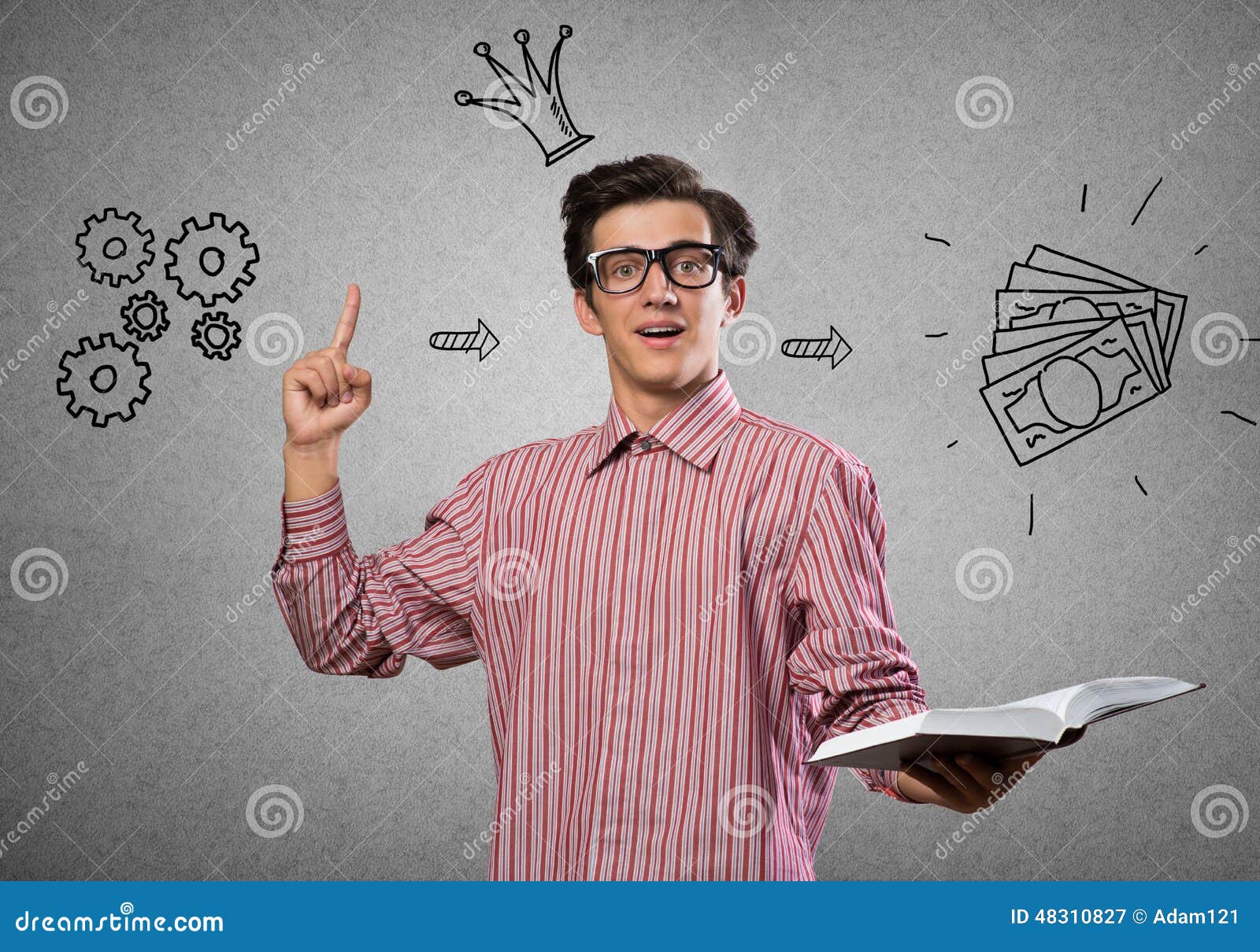 Nerd with book stock image. Image of interesting, business - 48310827