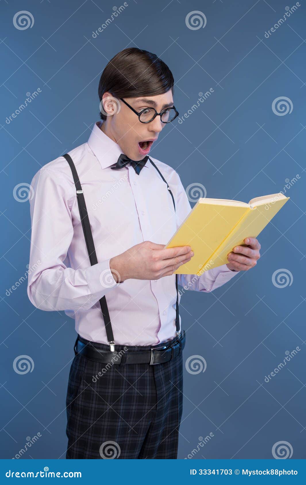 Nerd with book. stock image. Image of 2025, expression - 33341703