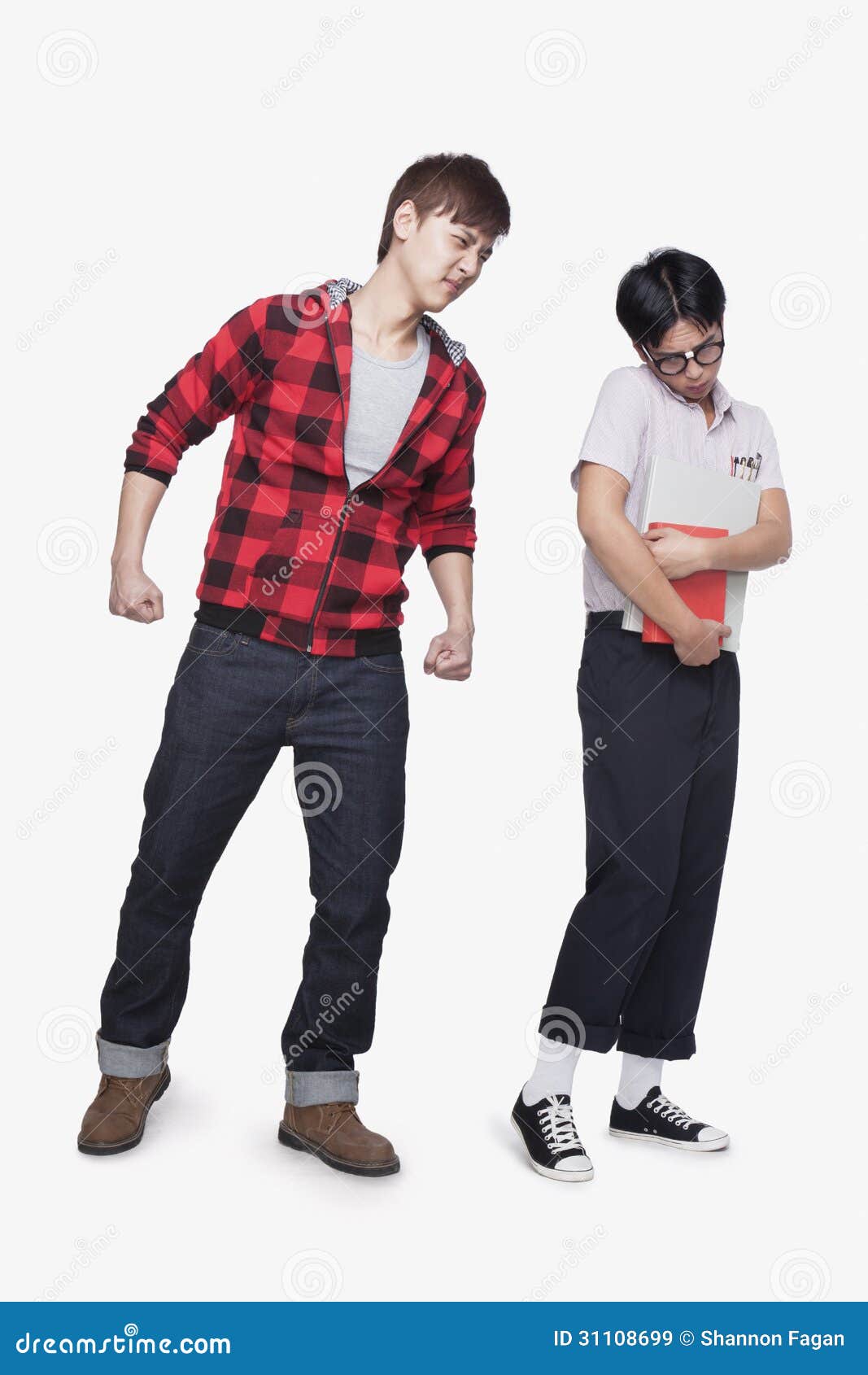 Nerd and Bully, Studio Shot Stock Image - Image of opposites, black ...