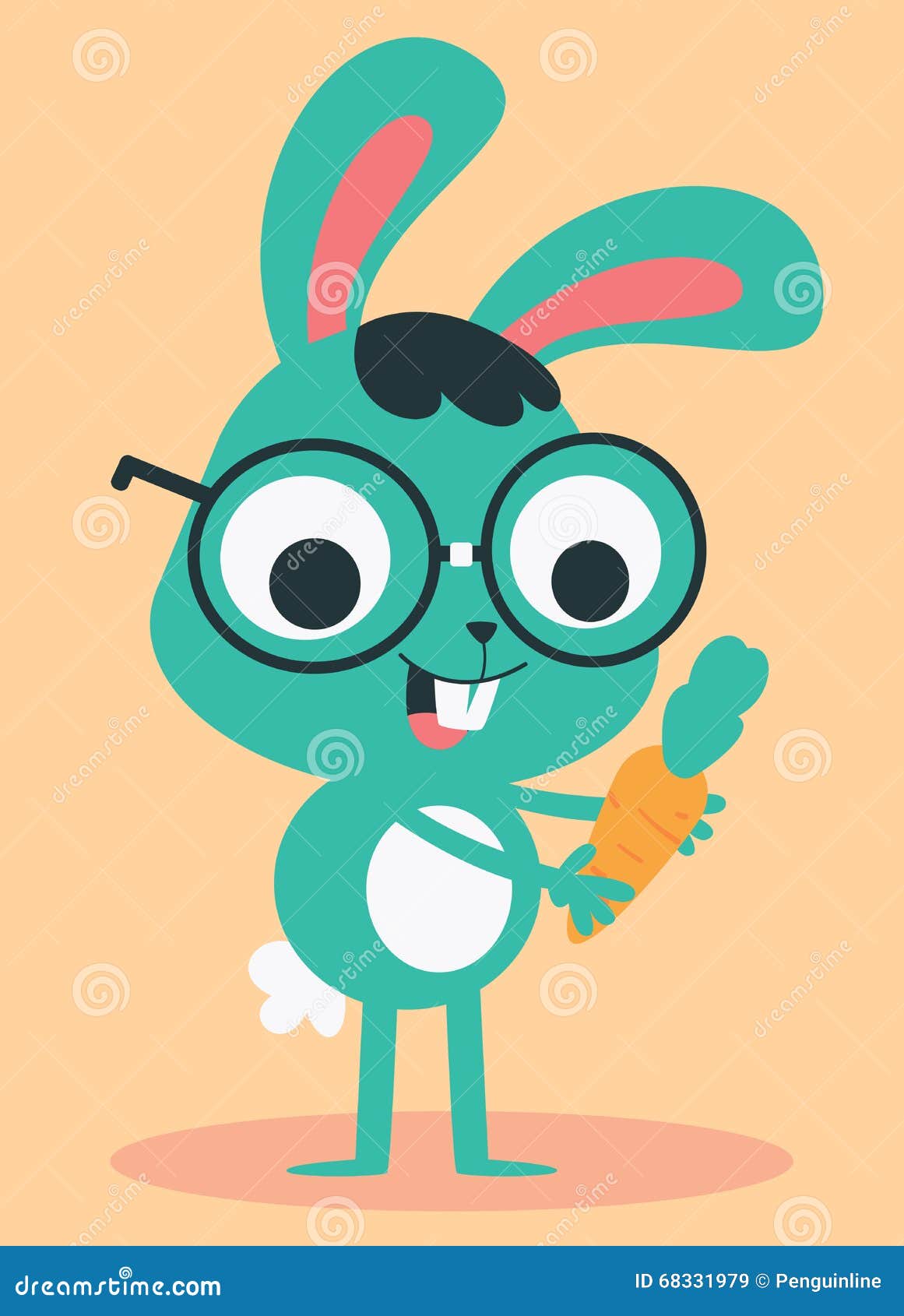 Nerd Bunny Holding a Carrot Stock Vector - Illustration of eating, geek ...