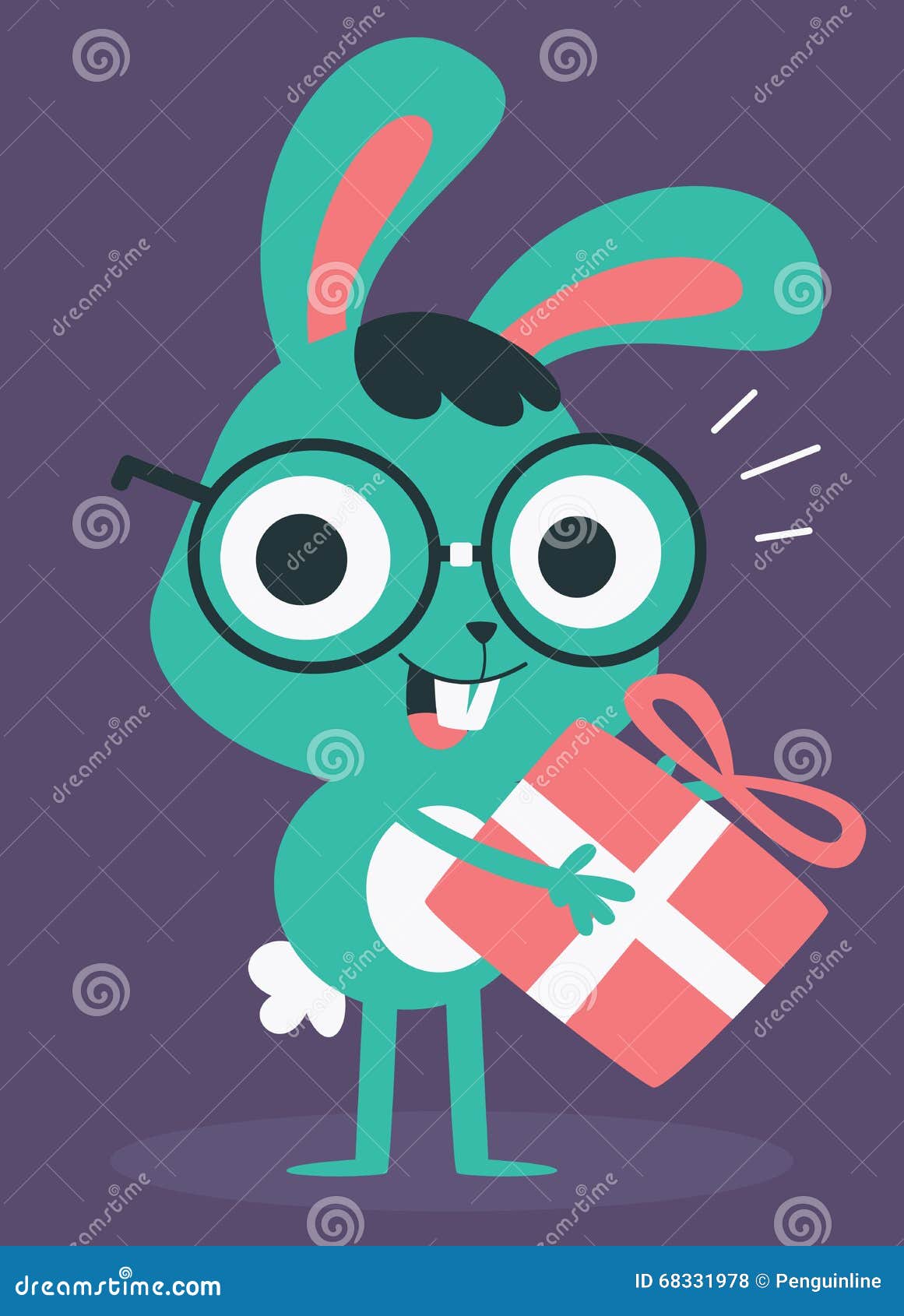 Nerd Bunny Holding Een Heden Vector Illustratie - Illustration of ...