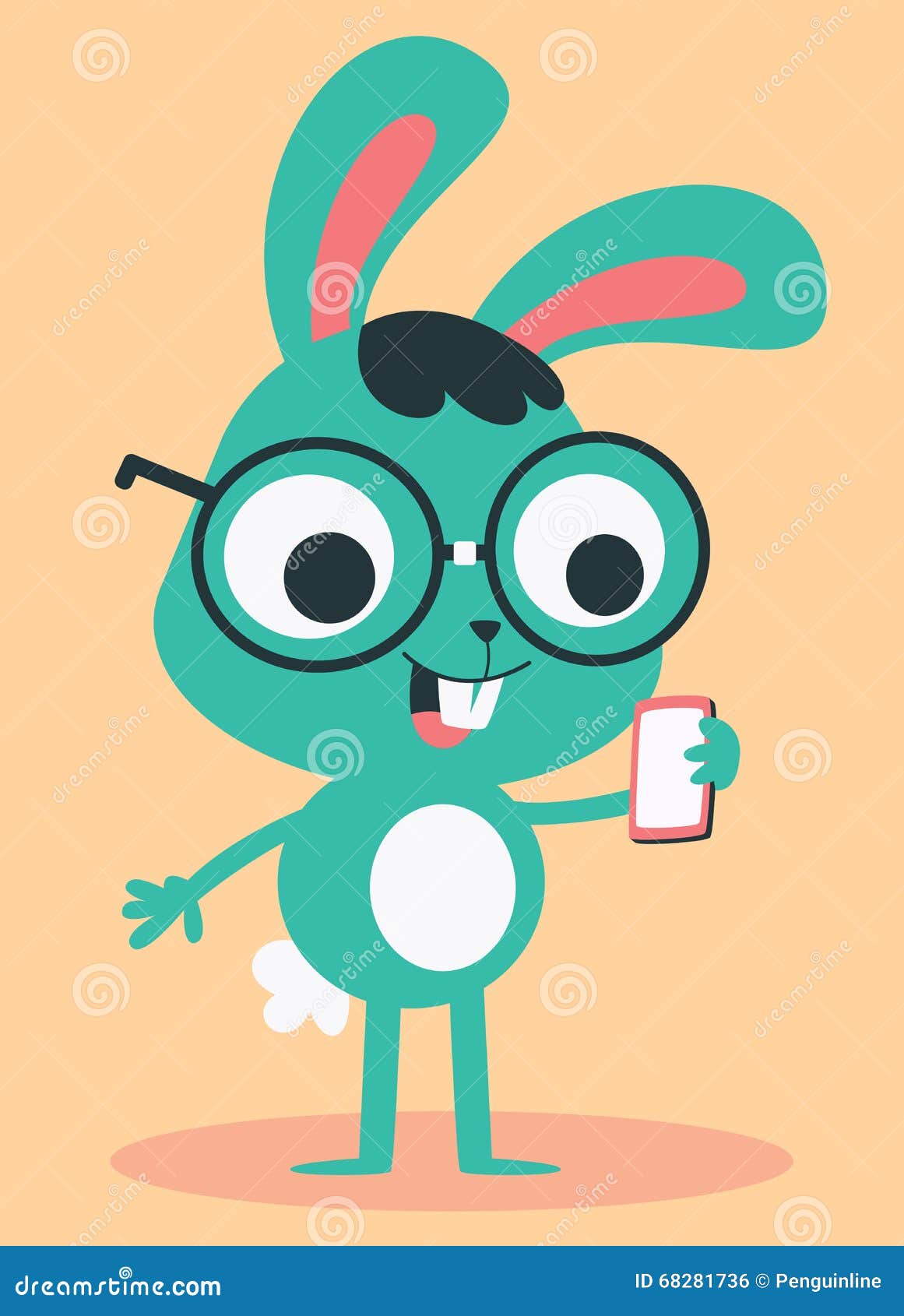 Nerd Bunny Wearing Glasses Talking On The Phone Stock Vector - Image ...