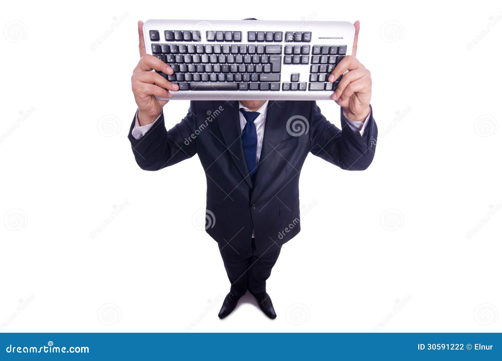 Nerd Businessman with Computer Keyboard Stock Photo - Image of curious ...