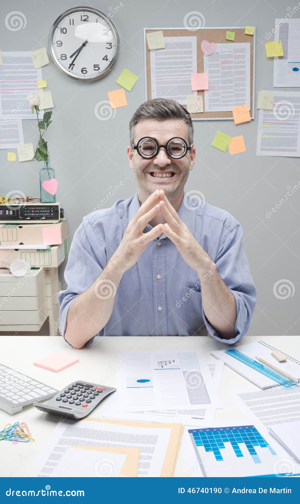Nerd businessman at work stock photo. Image of cheerful - 46740190