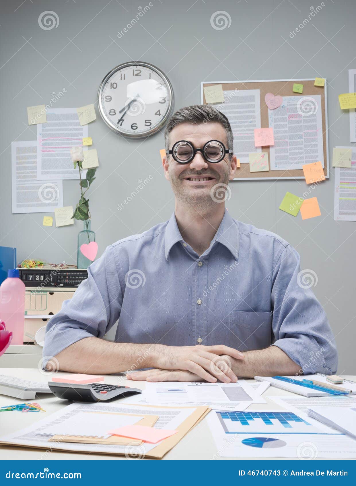 Nerd businessman at work stock image. Image of desk, funny - 46740743