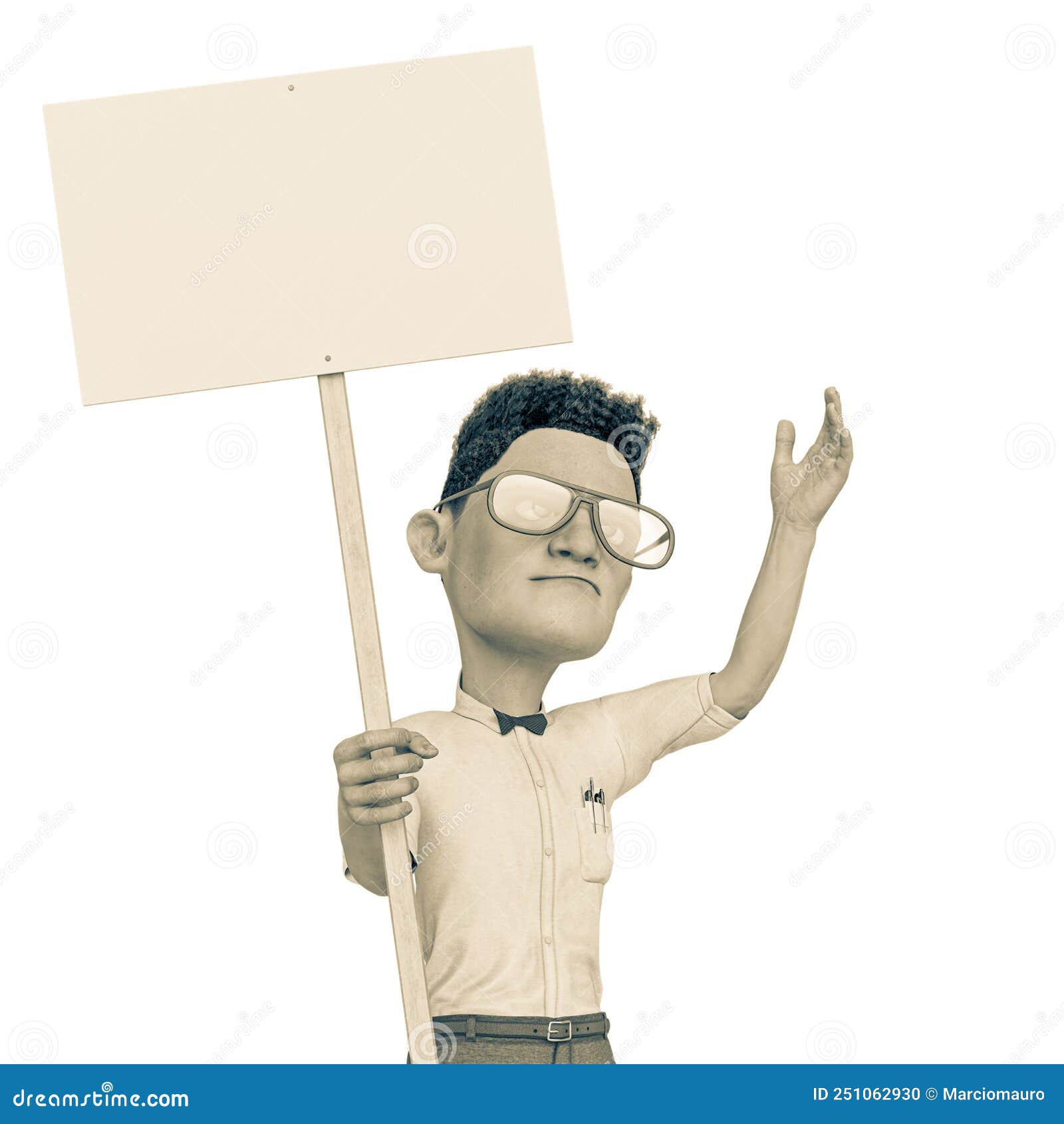 Nerd Cartoon Protesting with an Sad Expression Stock Illustration ...