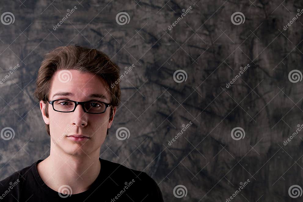 Nerd Challenges Logic, beside Empty Chalkboard Copyspace Stock Photo ...