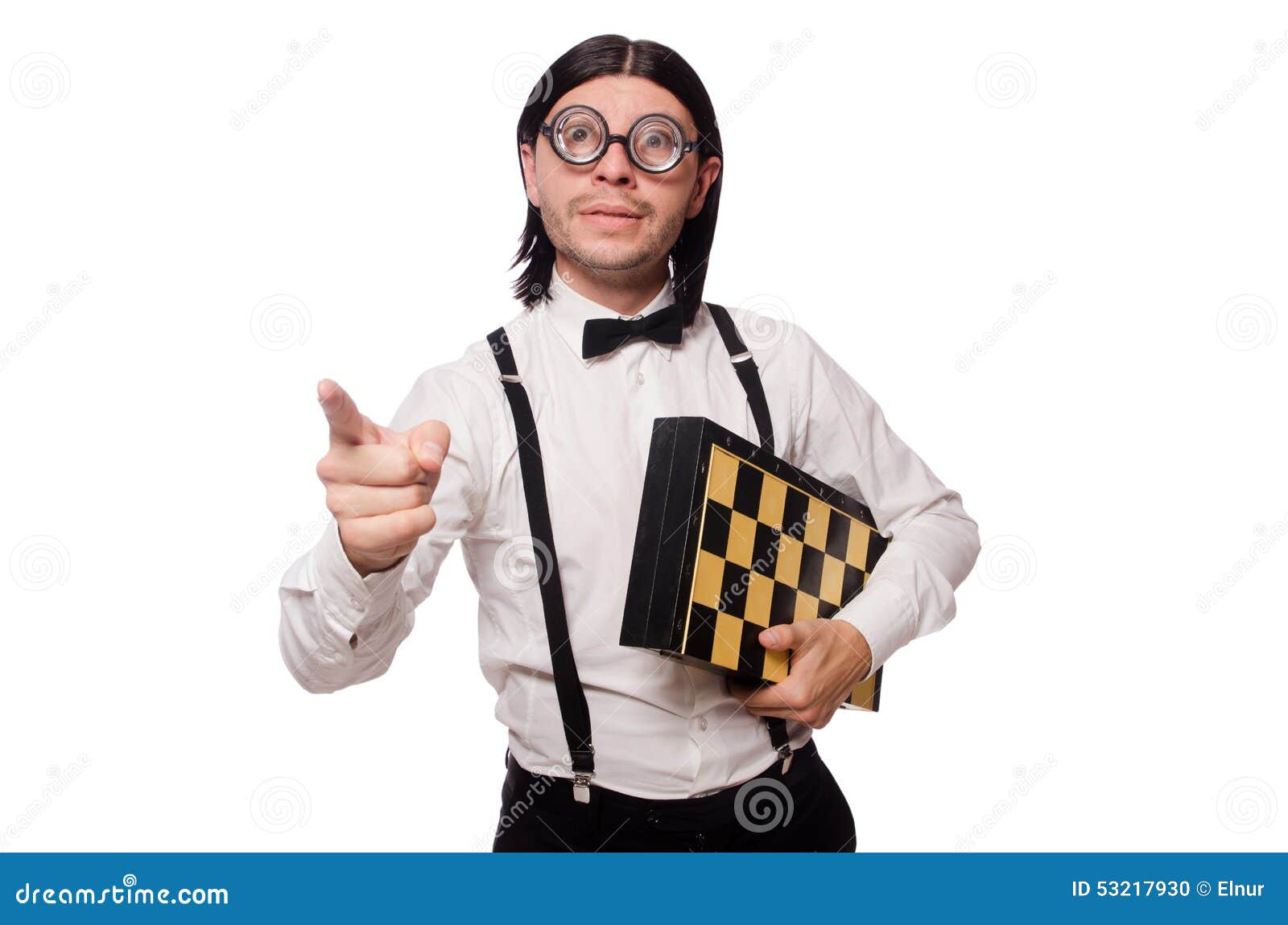 Nerd Chess Player Isolated on White Stock Photo - Image of humor, move ...