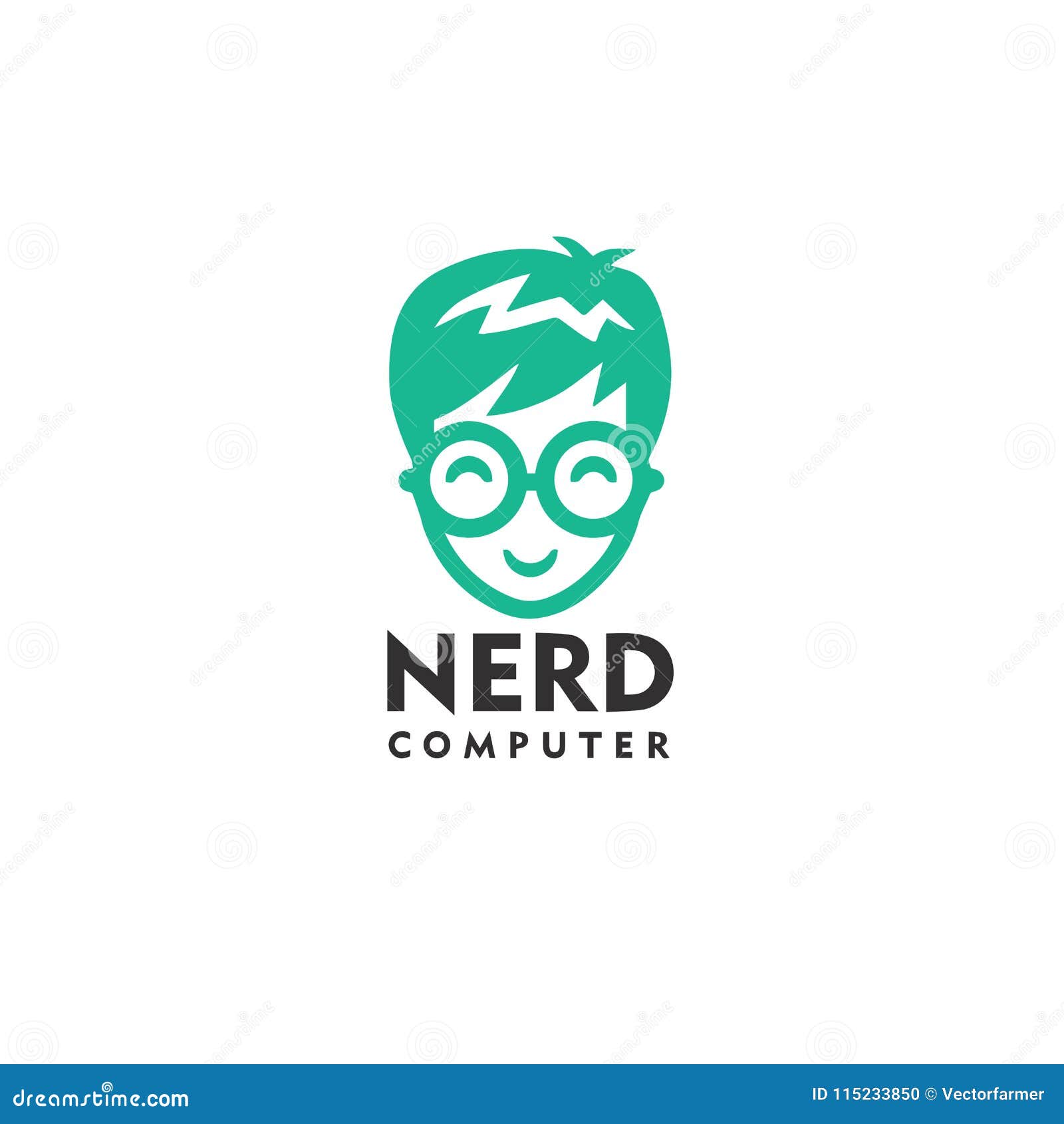 Nerd Computer Logo Design Template Vector Stock Vector - Illustration ...