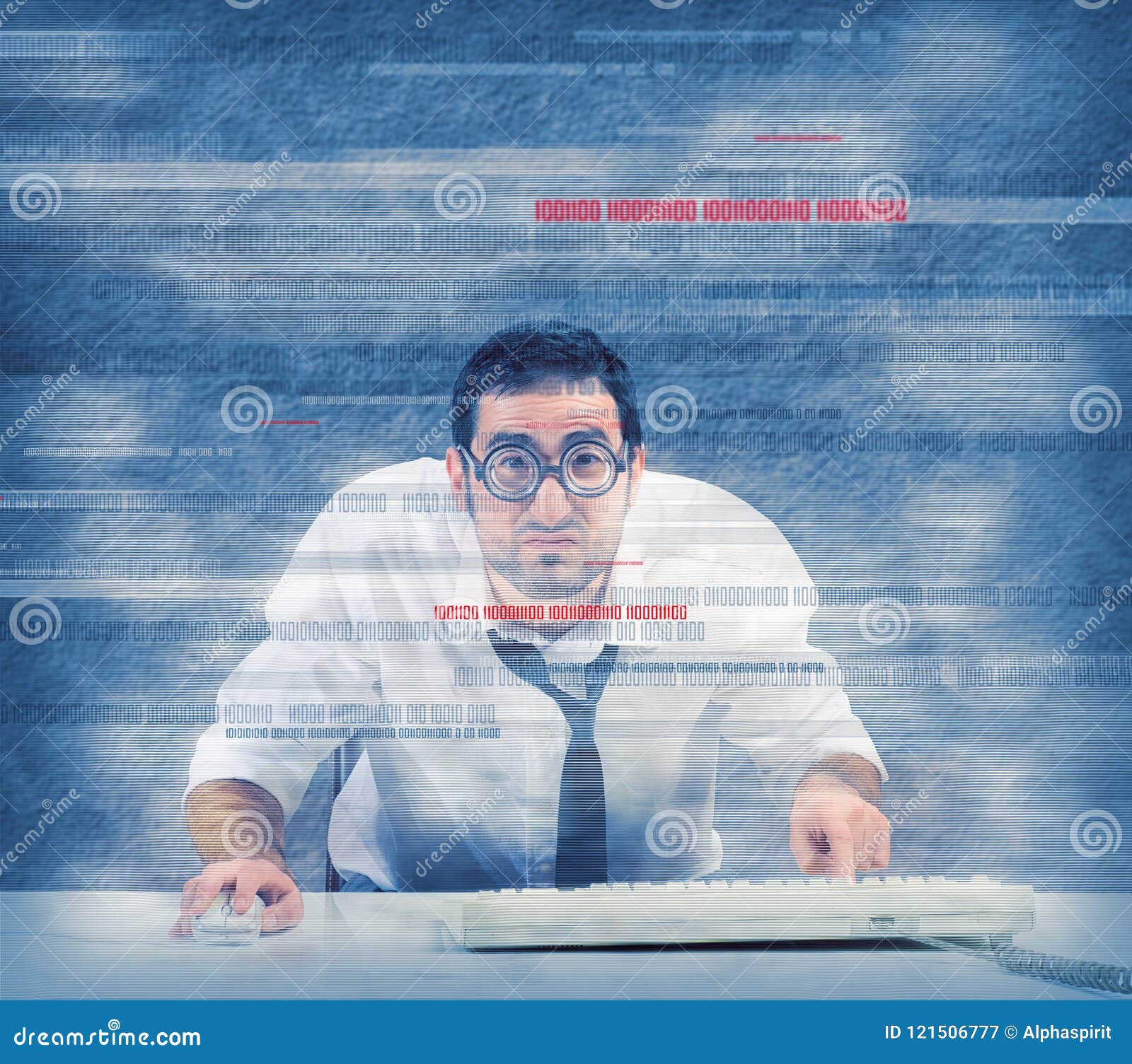 Nerd Computer Programmer Works on a Virus Program Stock Image - Image ...
