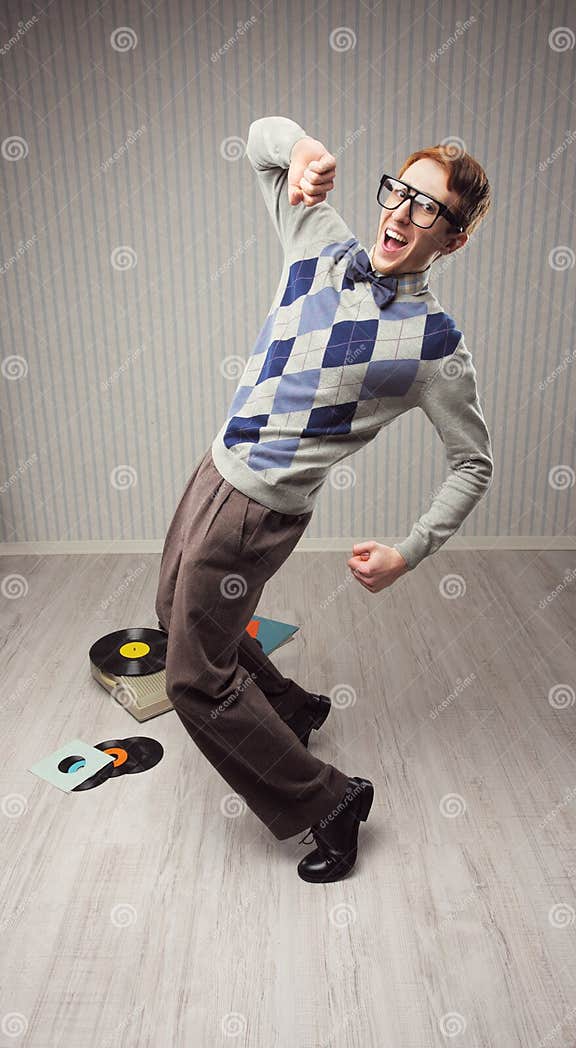Nerd dancer stock photo. Image of cheerful, music, sweater - 31856548