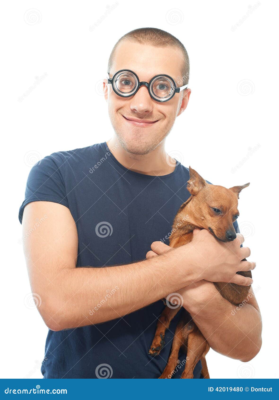 Nerd and dog stock photo. Image of looking, scientist - 42019480