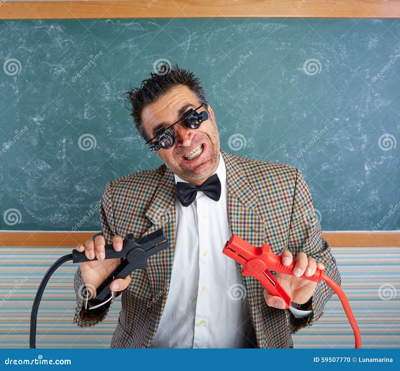 Nerd Electronics Technician Retro Battery Clamps Stock Photo - Image of ...