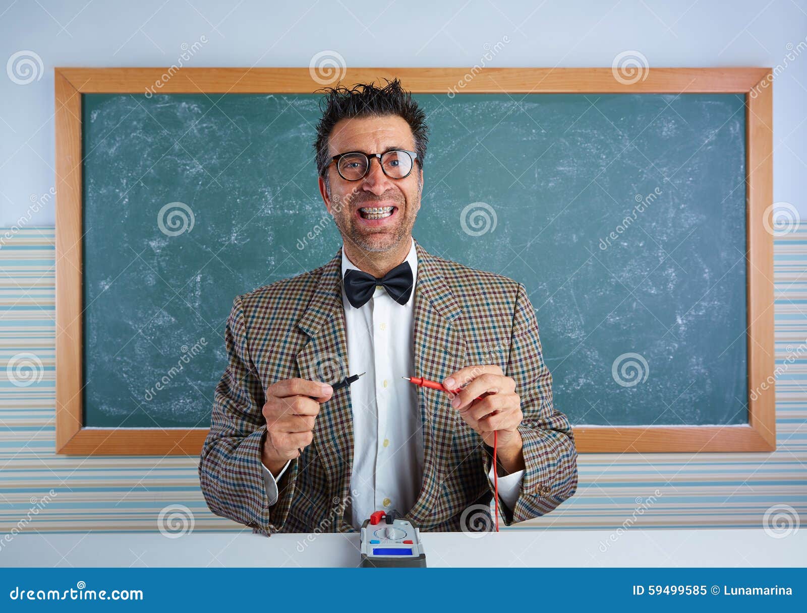 Nerd Electronics Technician Retro Silly Expression Stock Image - Image ...