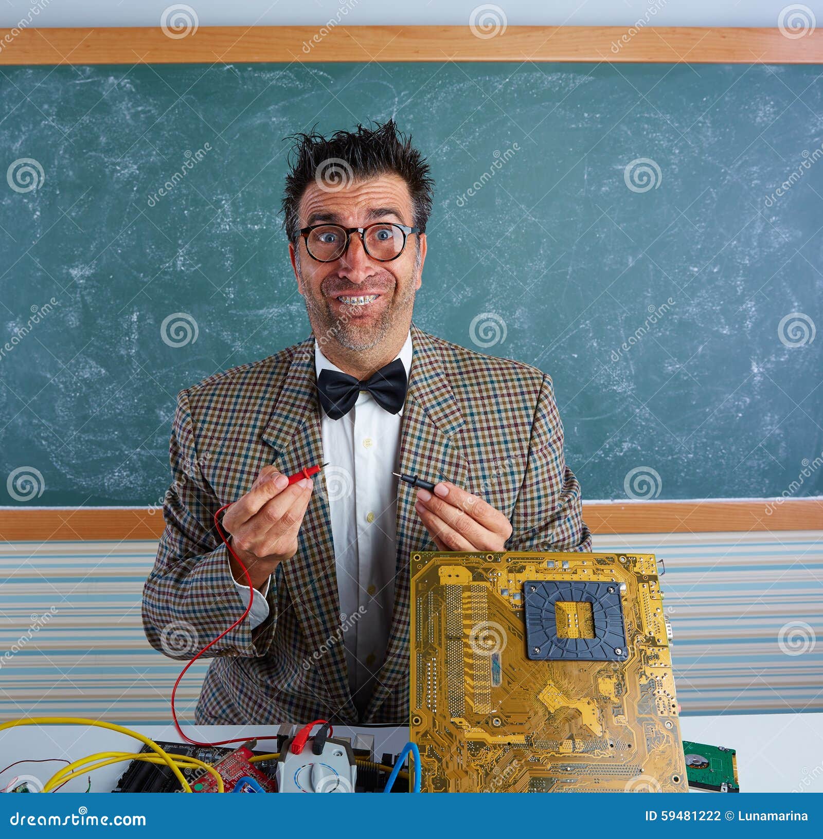 Nerd Electronics Technician Silly Expression PCB Stock Photo - Image of ...