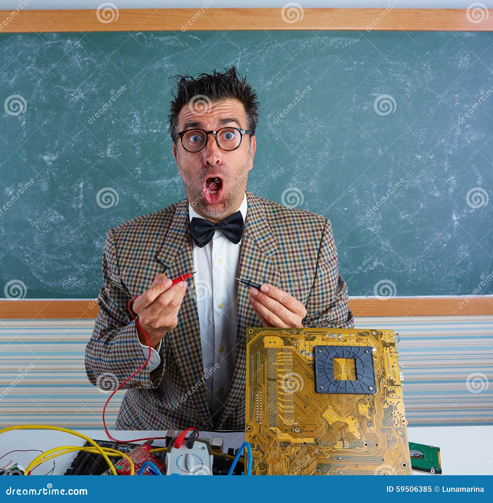 Nerd Electronics Technician Silly Expression PCB Stock Image - Image of ...