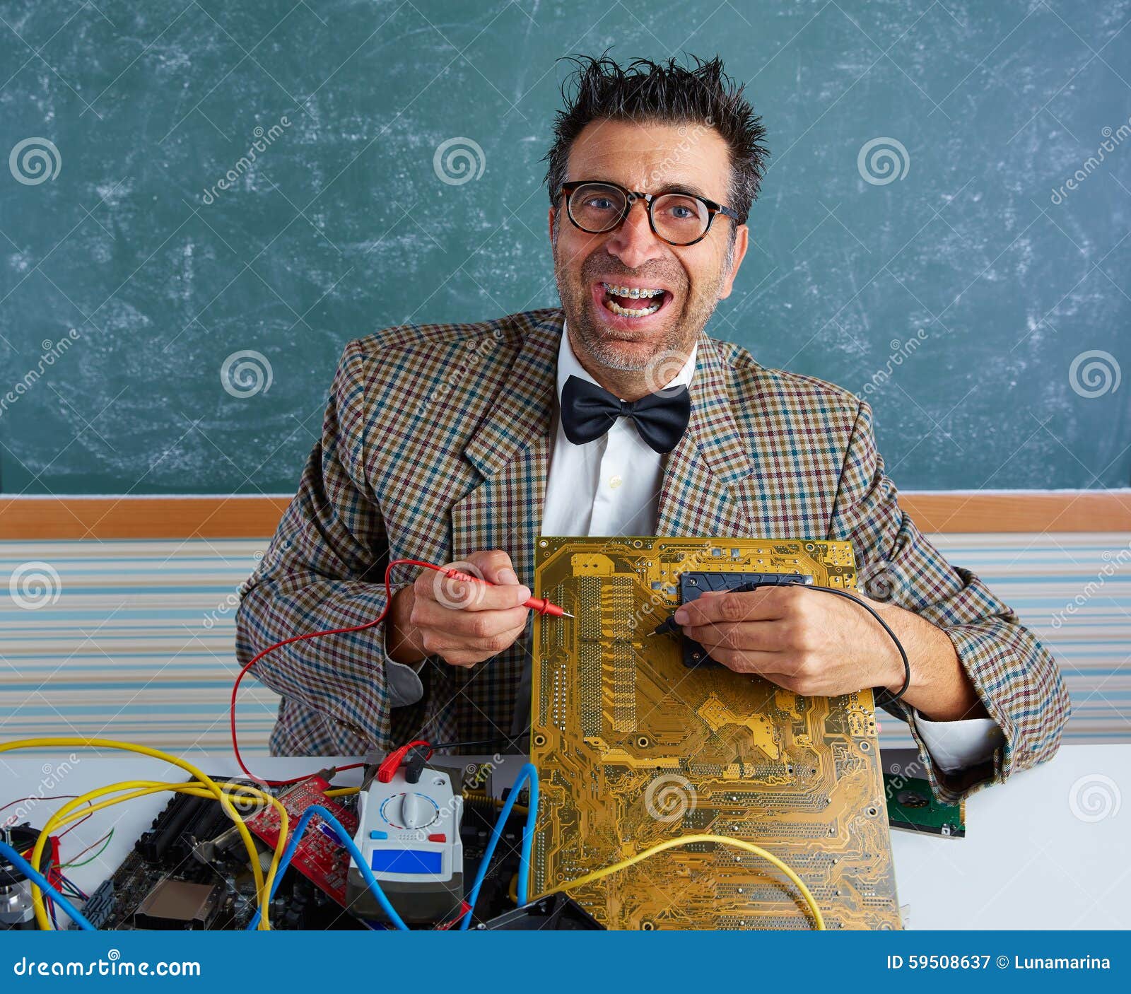 Nerd Electronics Technician Silly Expression PCB Stock Image - Image of ...