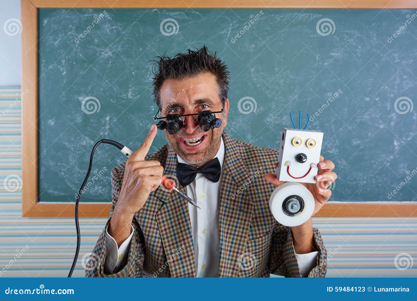 Nerd Electronics Technician Silly Welding Robot Stock Image - Image of ...