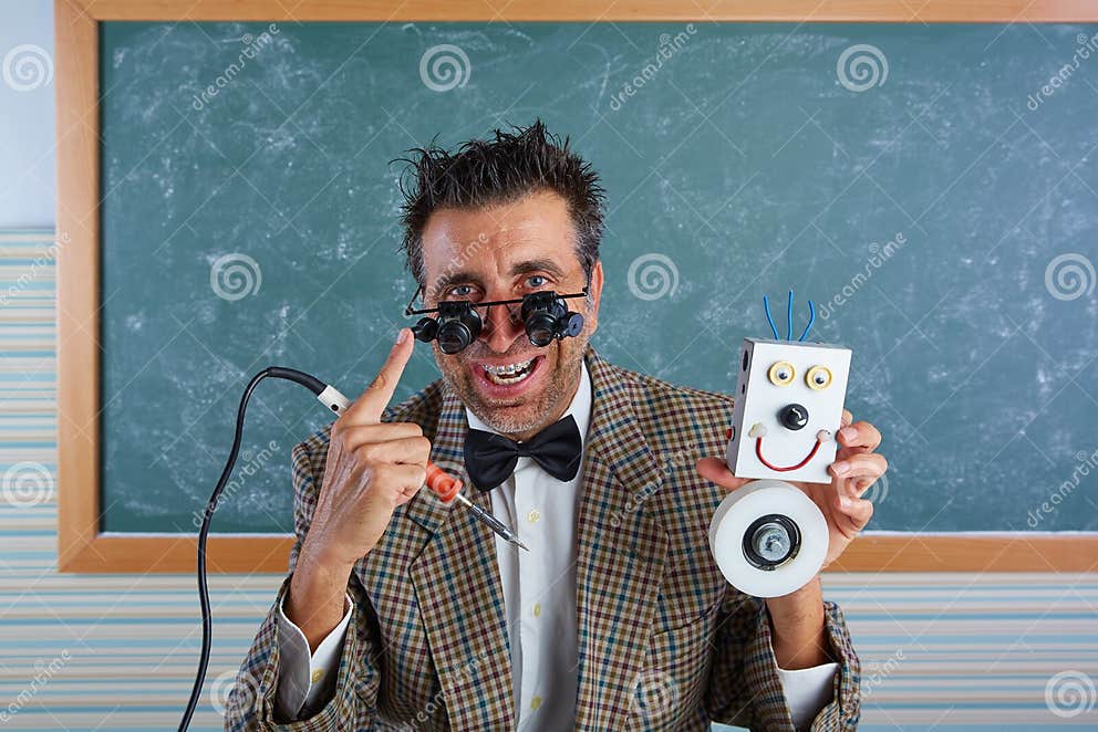 Nerd Electronics Technician Silly Welding Robot Stock Image - Image of ...