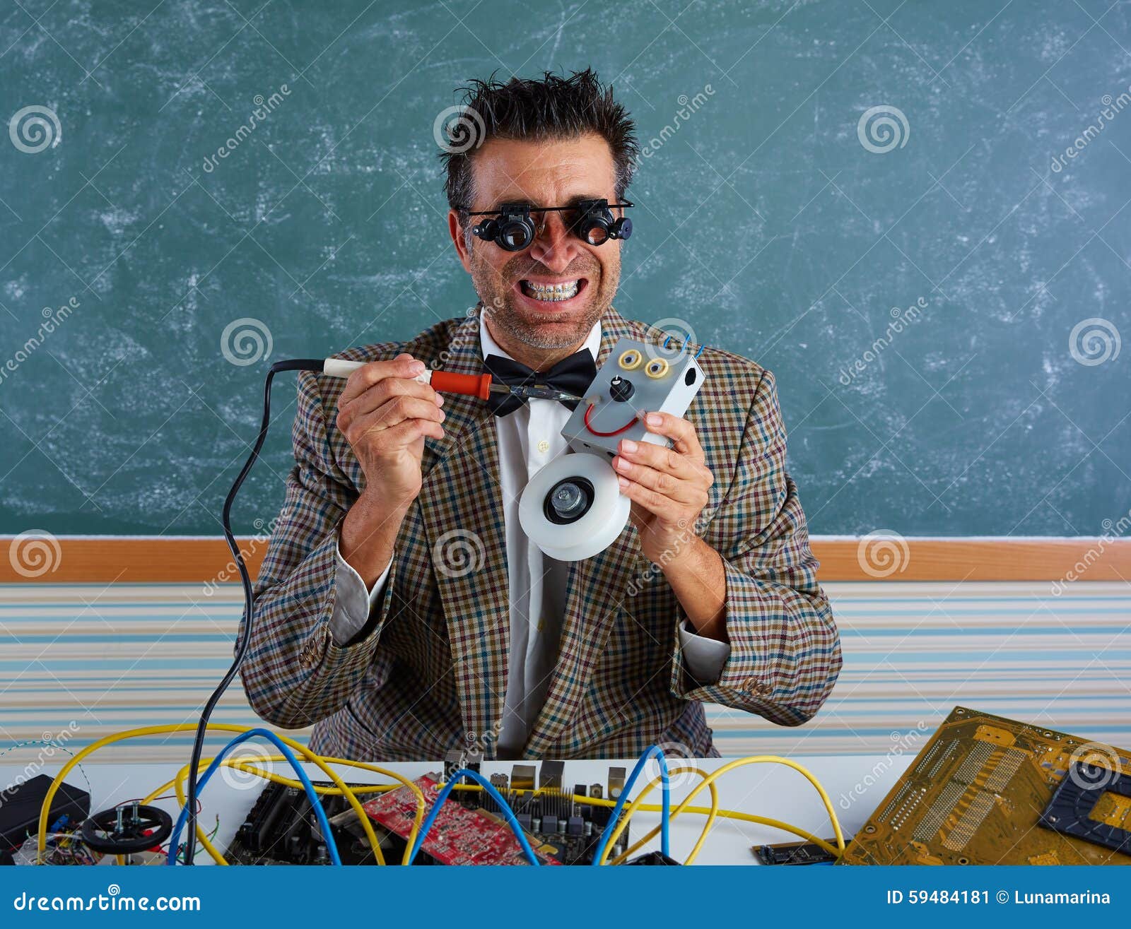 Nerd Electronics Technician Silly Welding Robot Stock Image - Image of ...