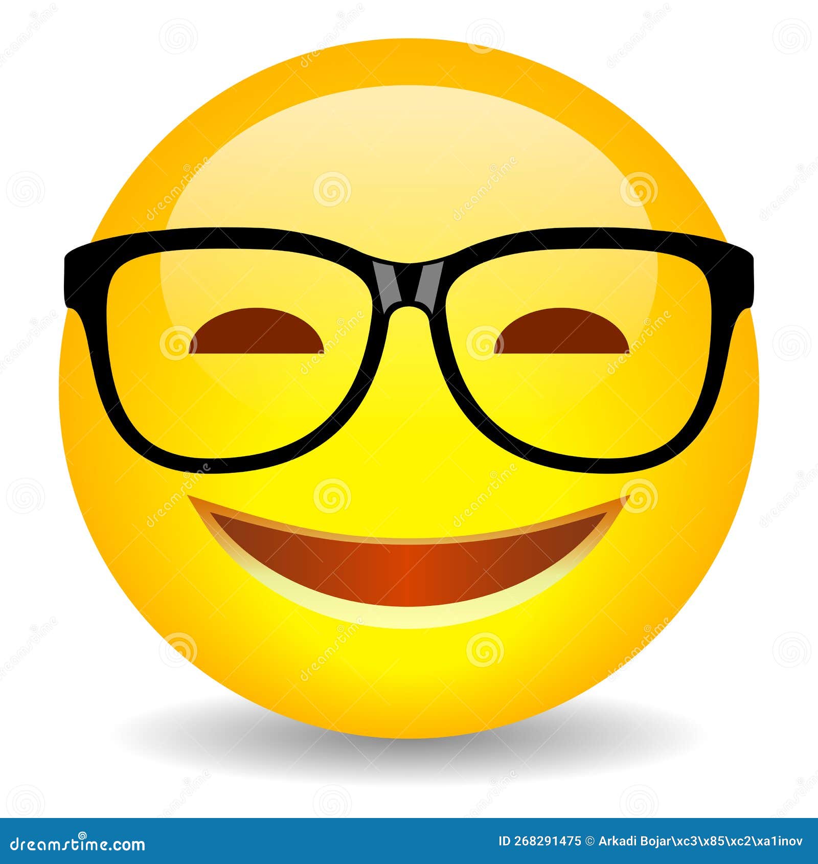 Nerd Emoji. Happy Emotion. Rabbit Smile Emoticon. Cartoon Style. Vector ...