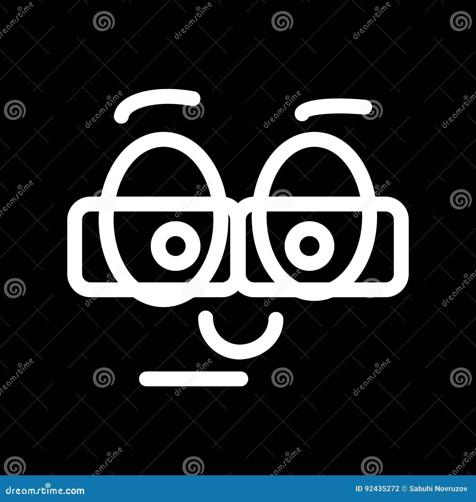 Nerd Emoticon Outline Icon. Vector Illustration | CartoonDealer.com ...