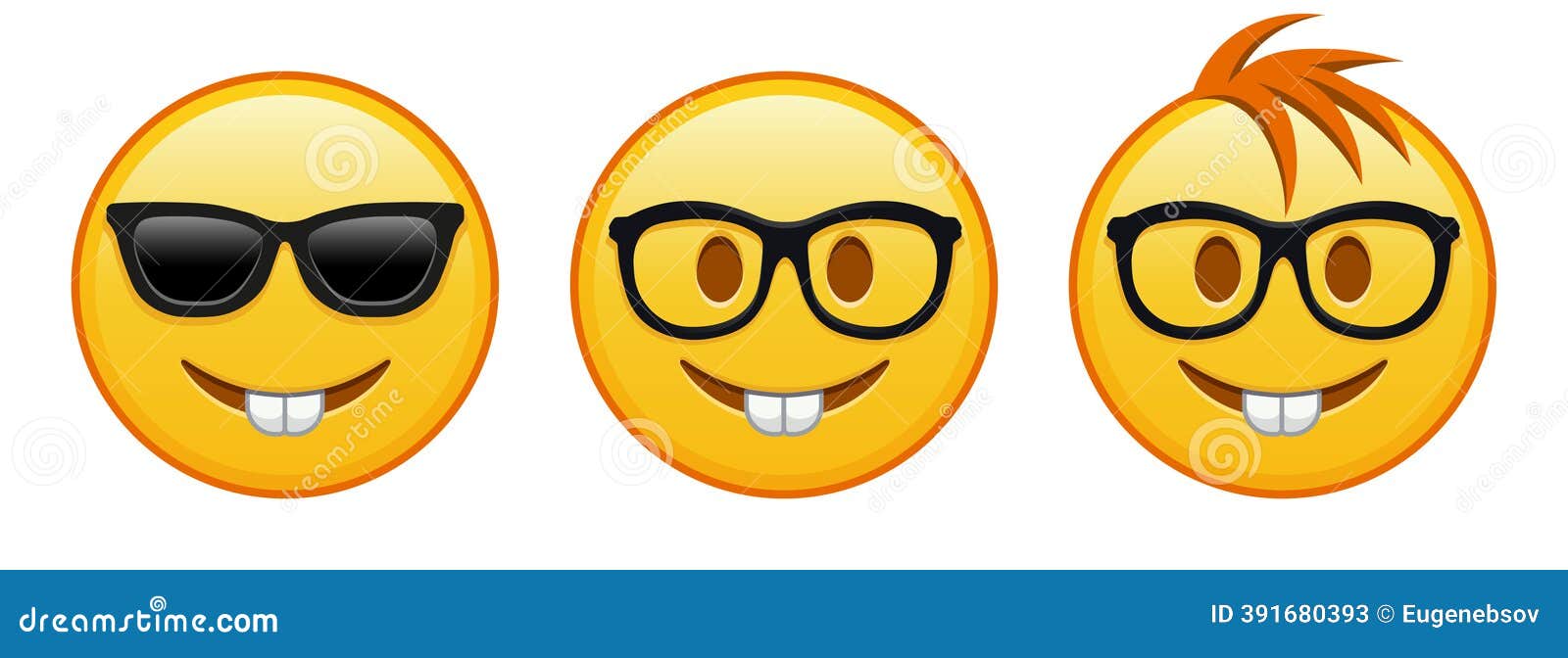 Nerd Face Emoji, Clever Emoticon With Glasses. Geek Or Student. Vector ...