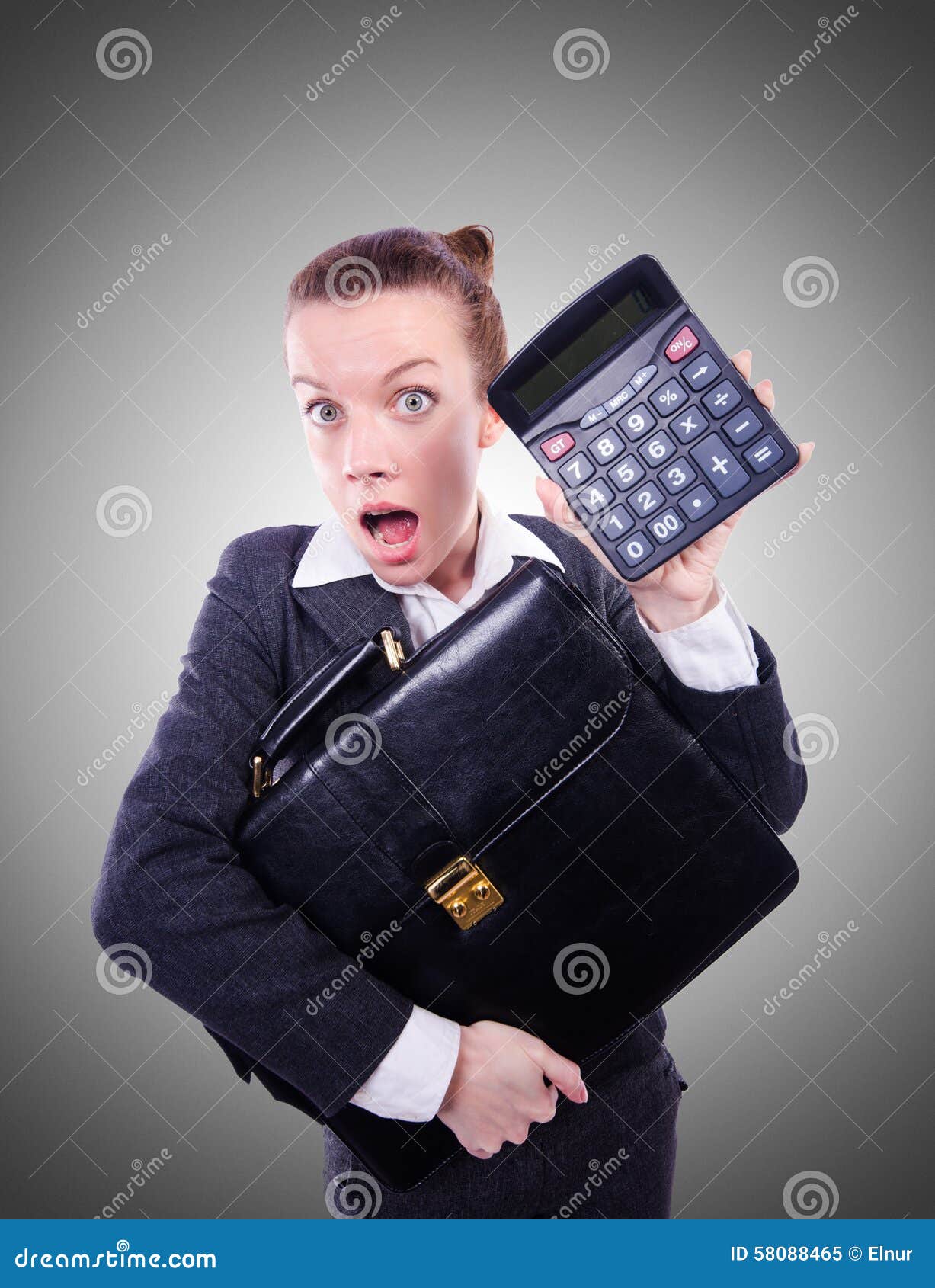 Nerd Female Accountant with Calculator Stock Image - Image of funny ...