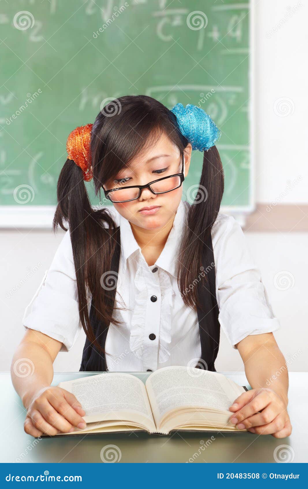 Nerd female student stock photo. Image of glasses, tail - 20483508