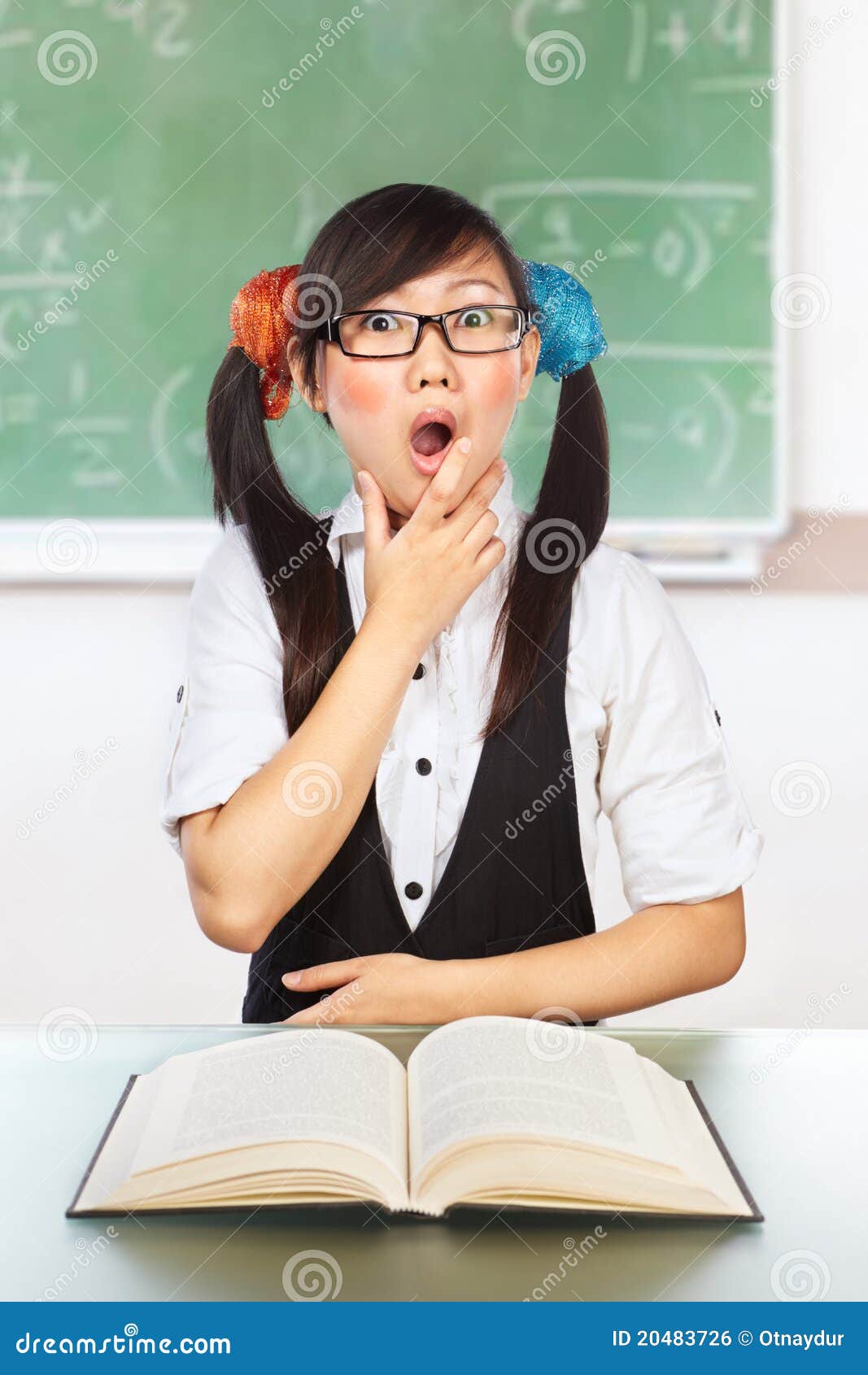 Nerd female student stock photo. Image of uniform, surprised - 20483726
