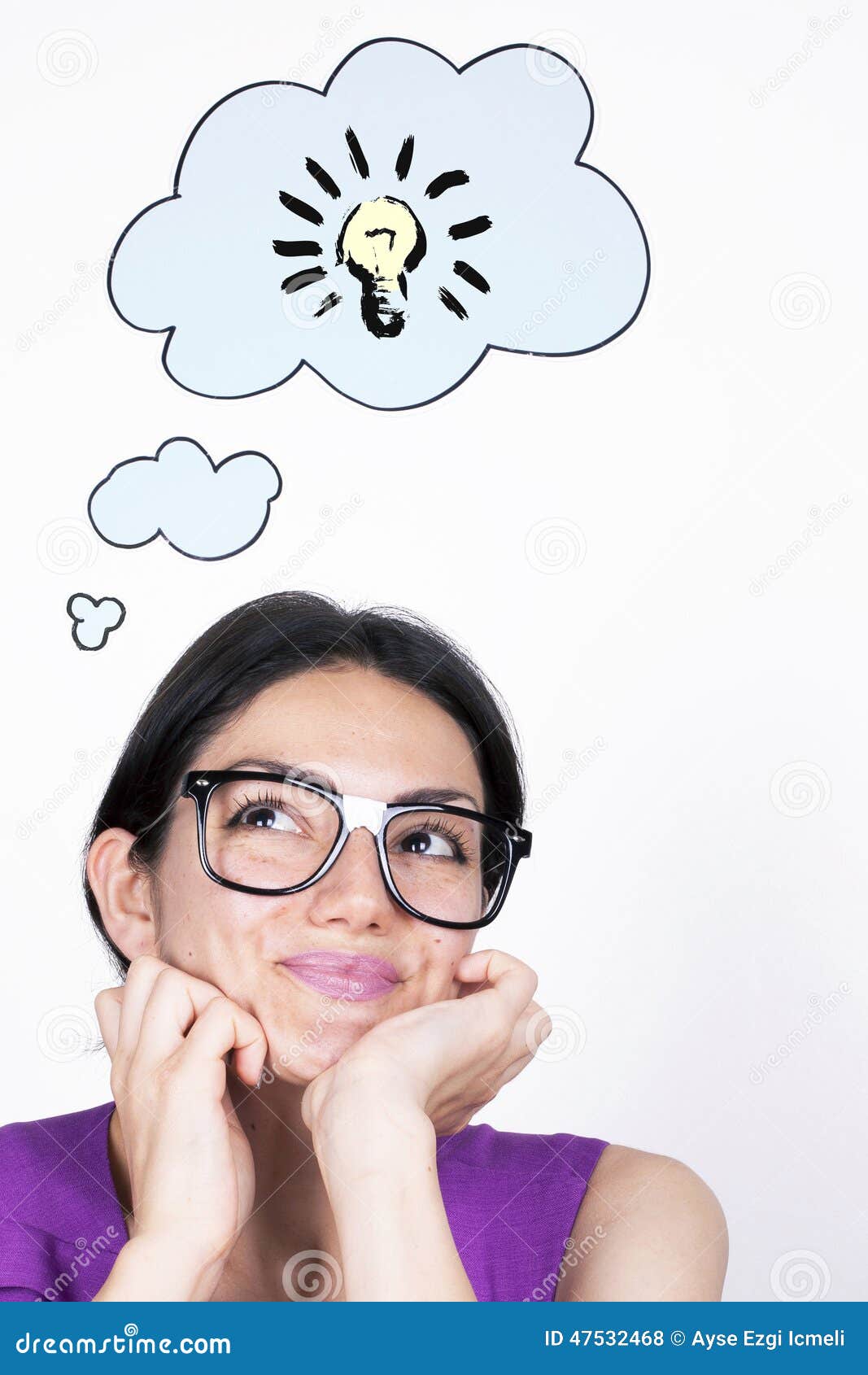 Nerd Female Thinking stock photo. Image of creative, finding - 47532468