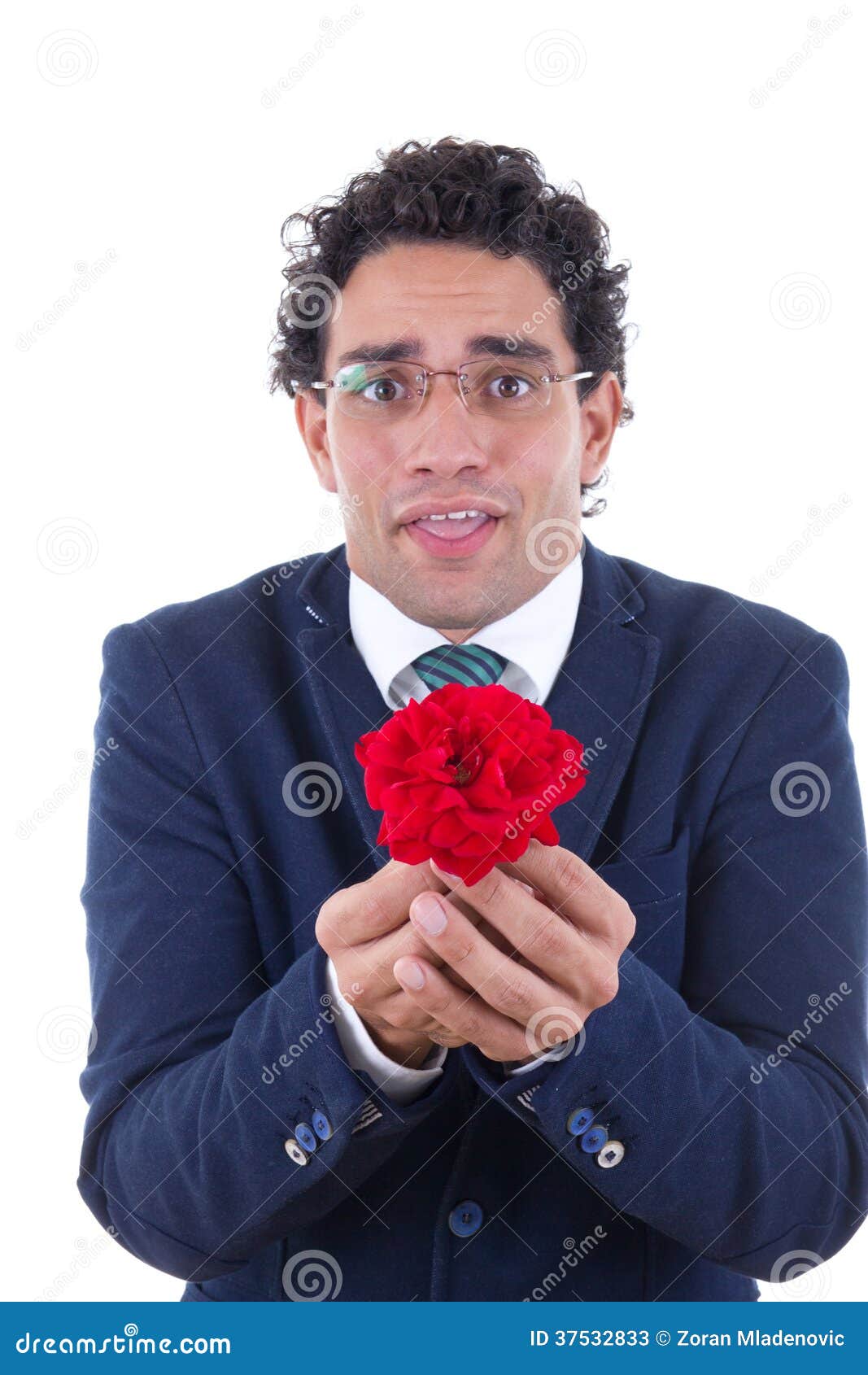 Nerd with flower stock image. Image of caucasian, camera - 37532833