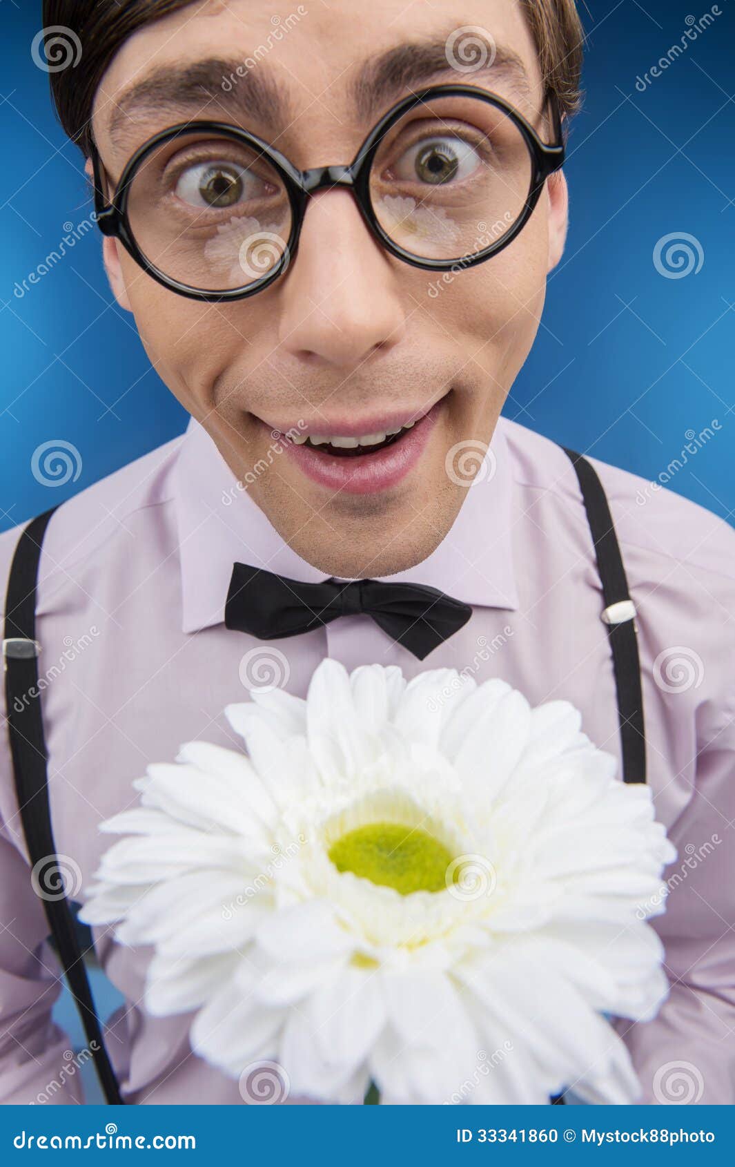 Nerd with flower. stock photo. Image of humor, ideas - 33341860