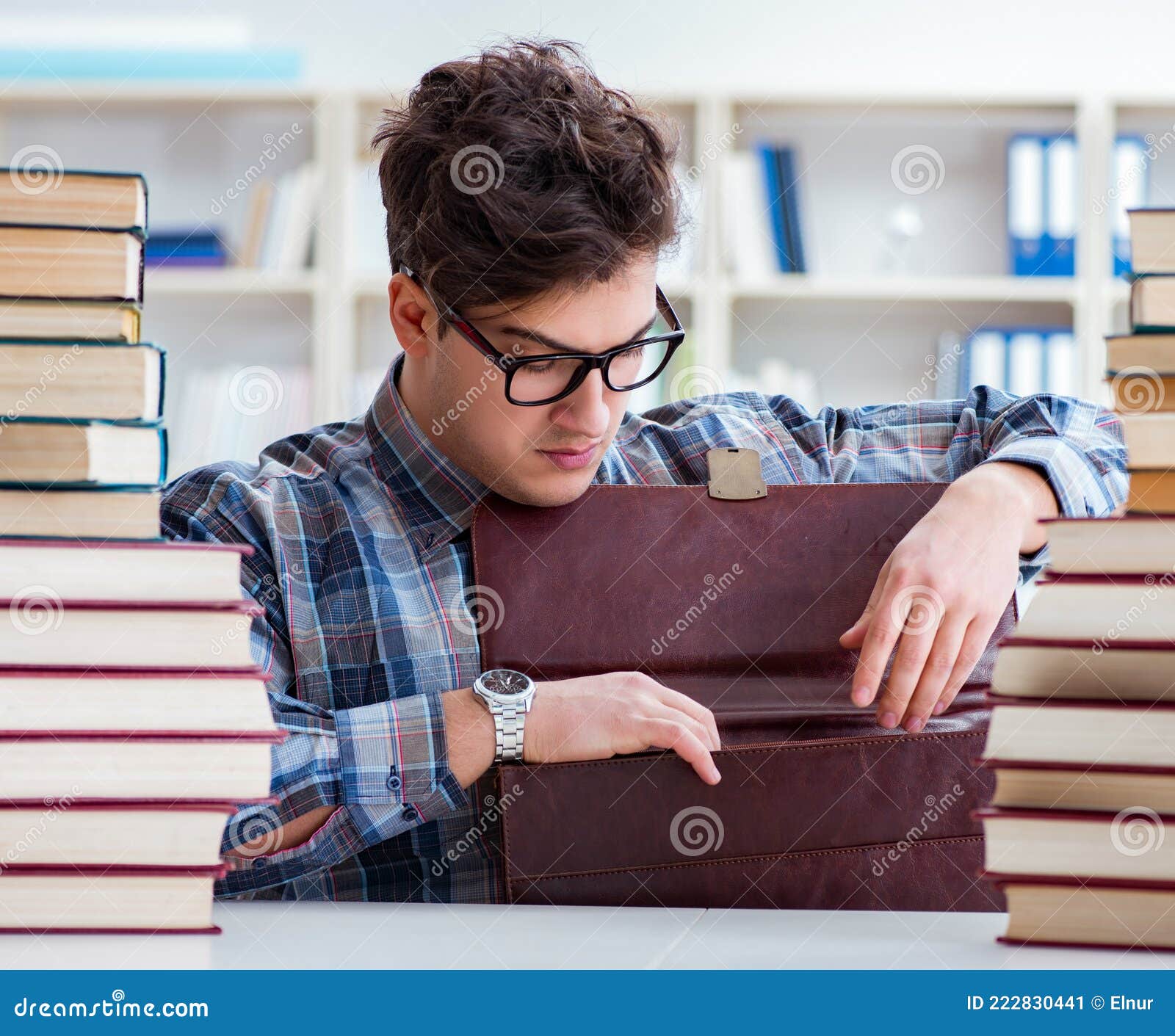 Nerd Funny Student Preparing for University Exams Stock Image - Image ...