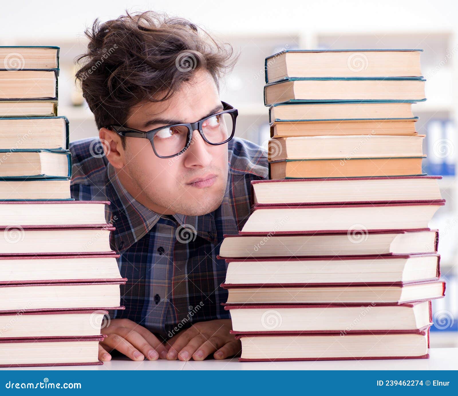 Nerd Funny Student Preparing for University Exams Stock Photo - Image ...