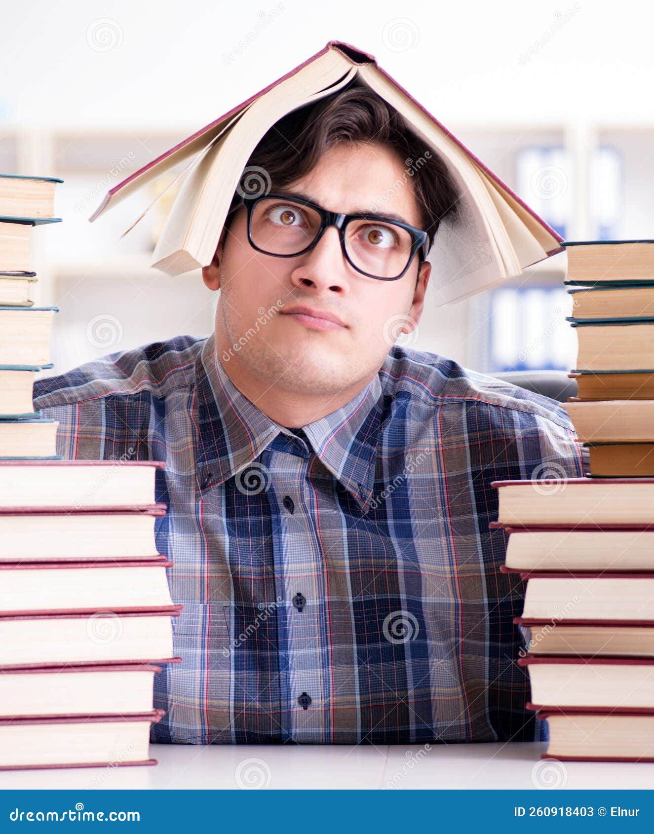 Nerd Funny Student Preparing for University Exams Stock Image - Image ...