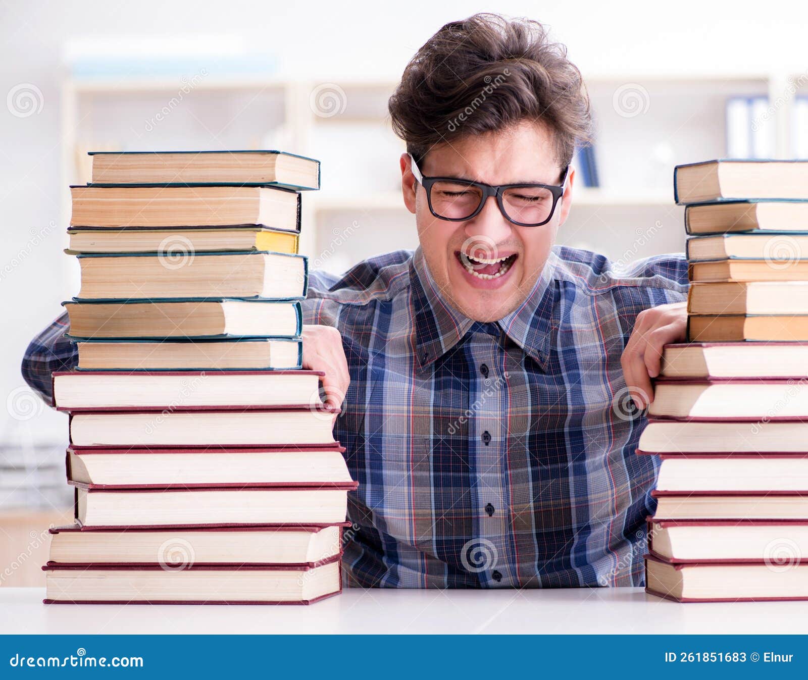 Nerd Funny Student Preparing for University Exams Stock Image - Image ...