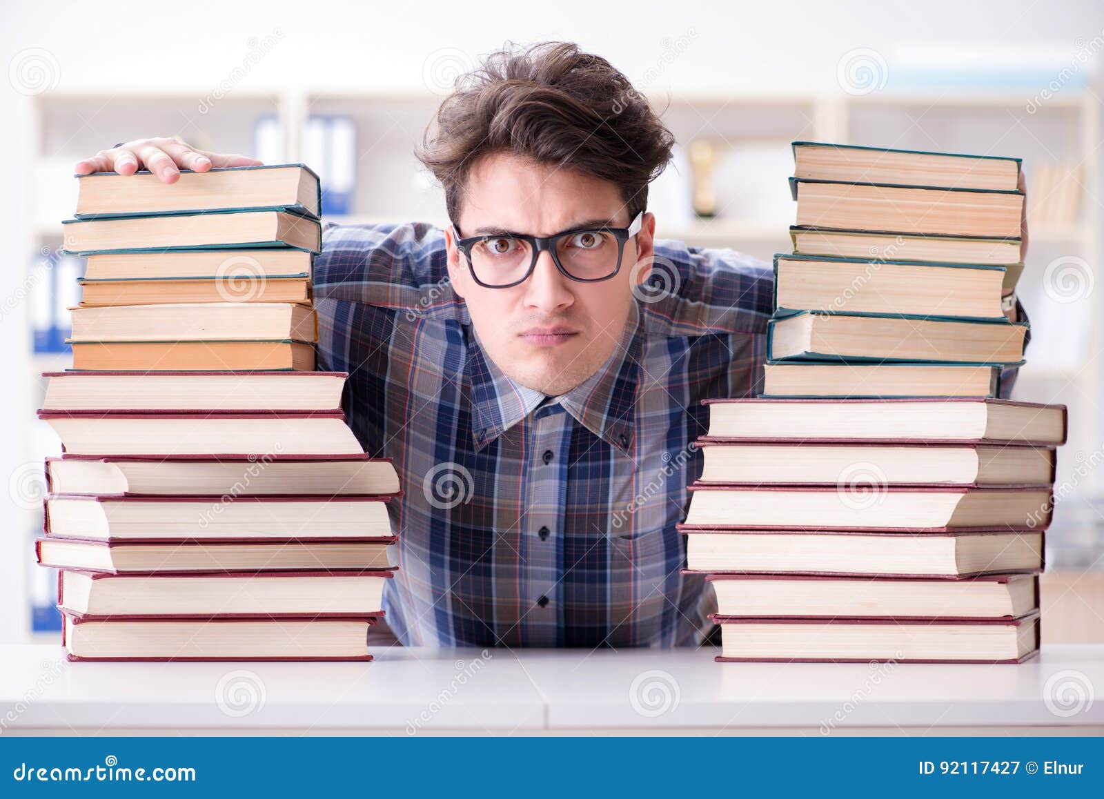 The Nerd Funny Student Preparing for University Exams Stock Image ...