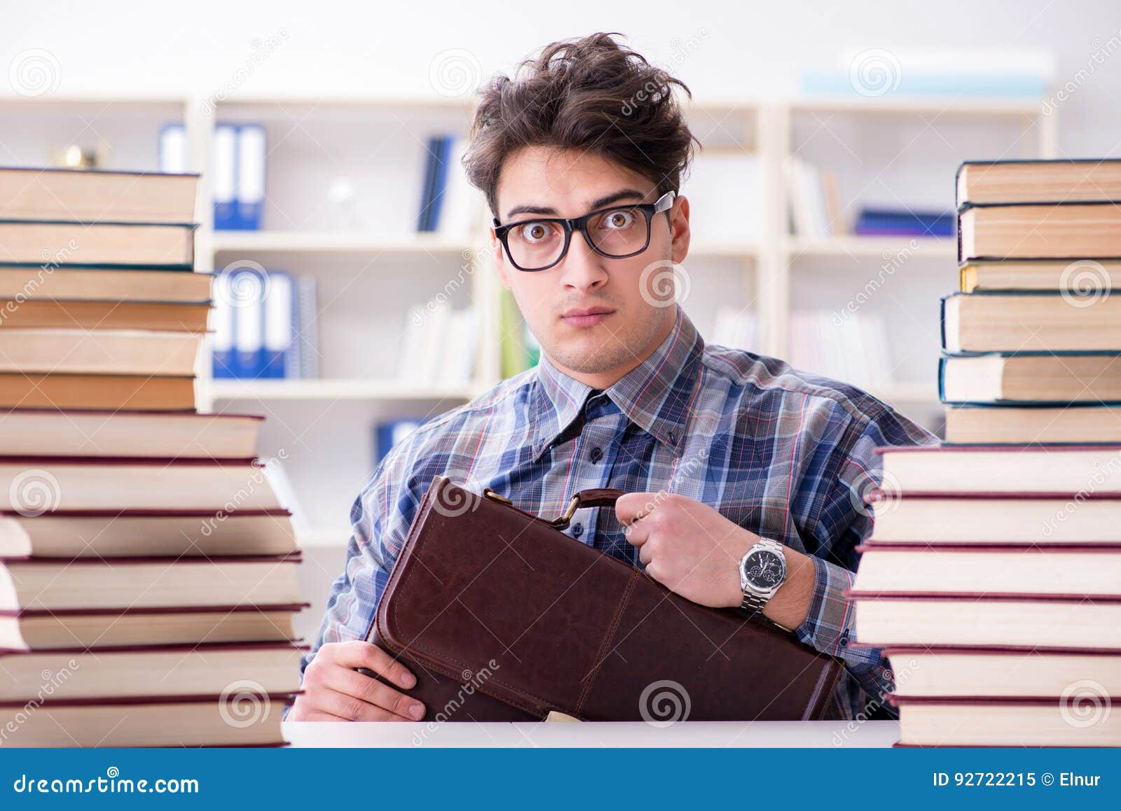 The Nerd Funny Student Preparing for University Exams Stock Image ...