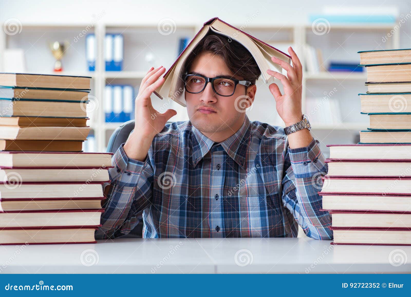 The Nerd Funny Student Preparing for University Exams Stock Photo ...