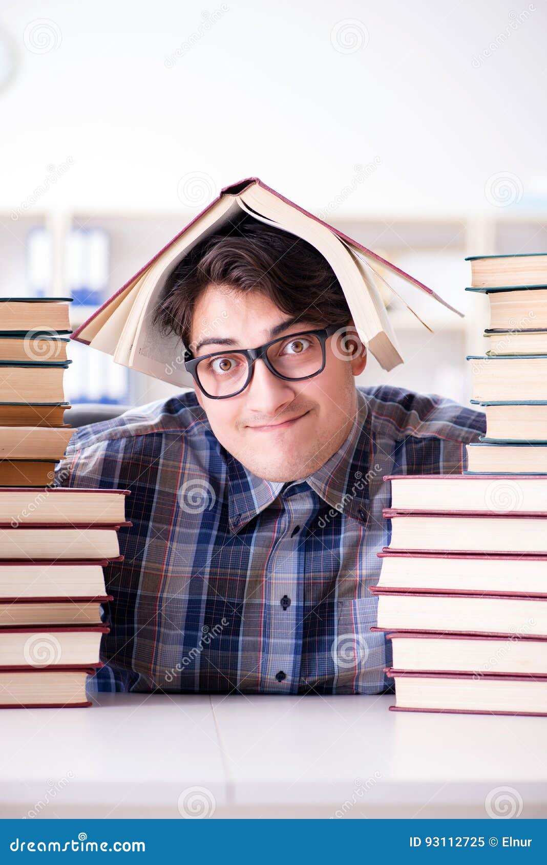 The Nerd Funny Student Preparing for University Exams Stock Image ...