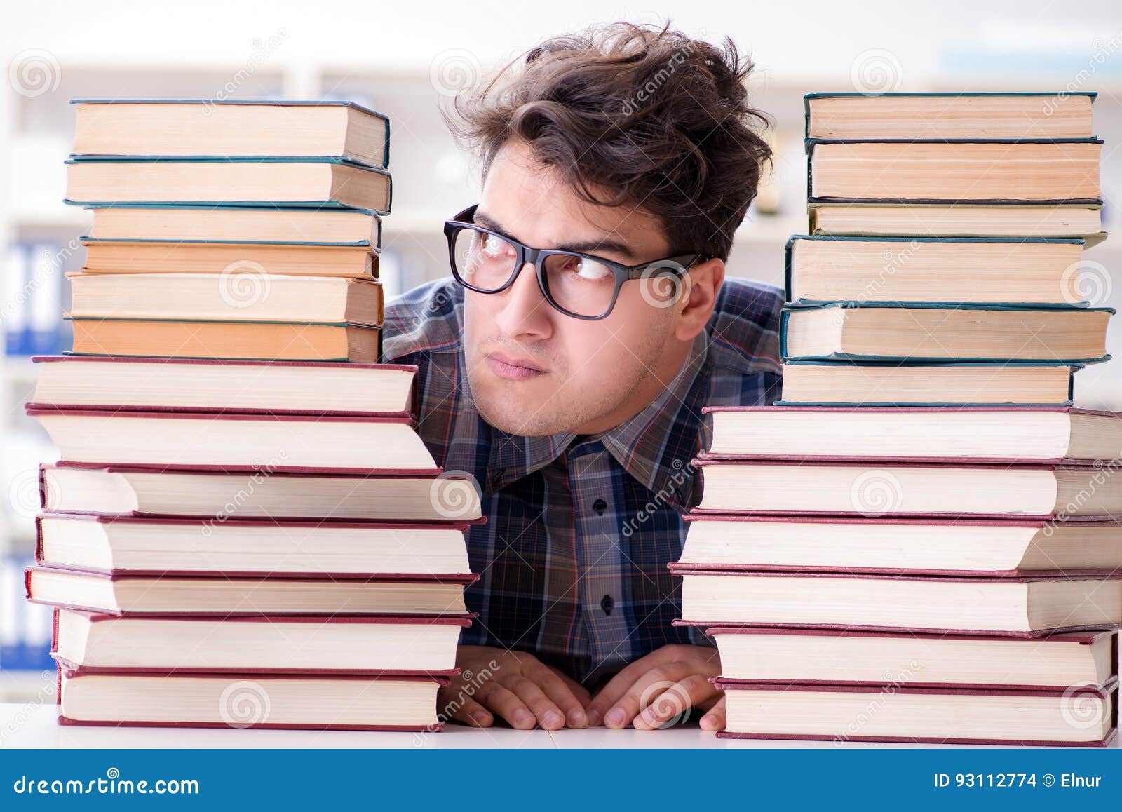 The Nerd Funny Student Preparing for University Exams Stock Photo ...