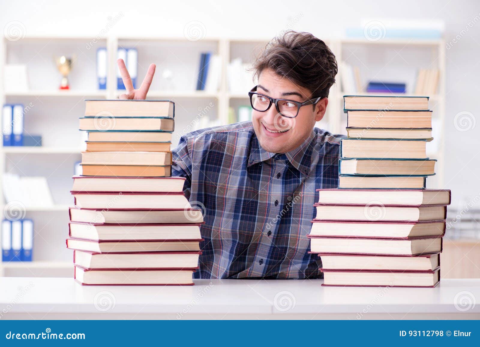 The Nerd Funny Student Preparing for University Exams Stock Photo ...